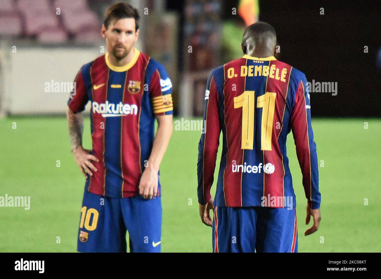 Leo Messi and Ousmane Dembele during the Joan Gamper Trophy match ...