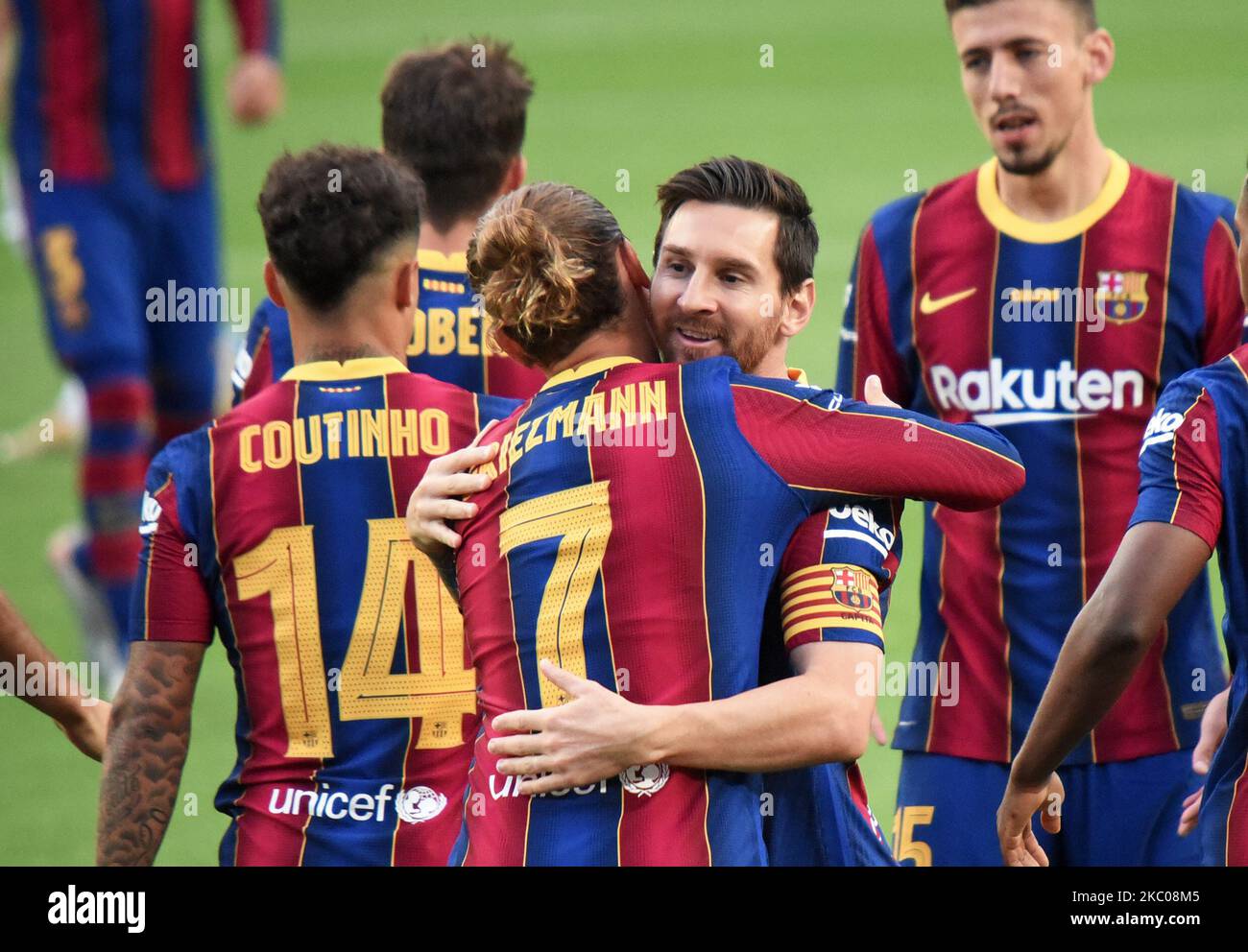 Antoine Griezmann and Leo Messi goal celebration during the Joan Gamper ...