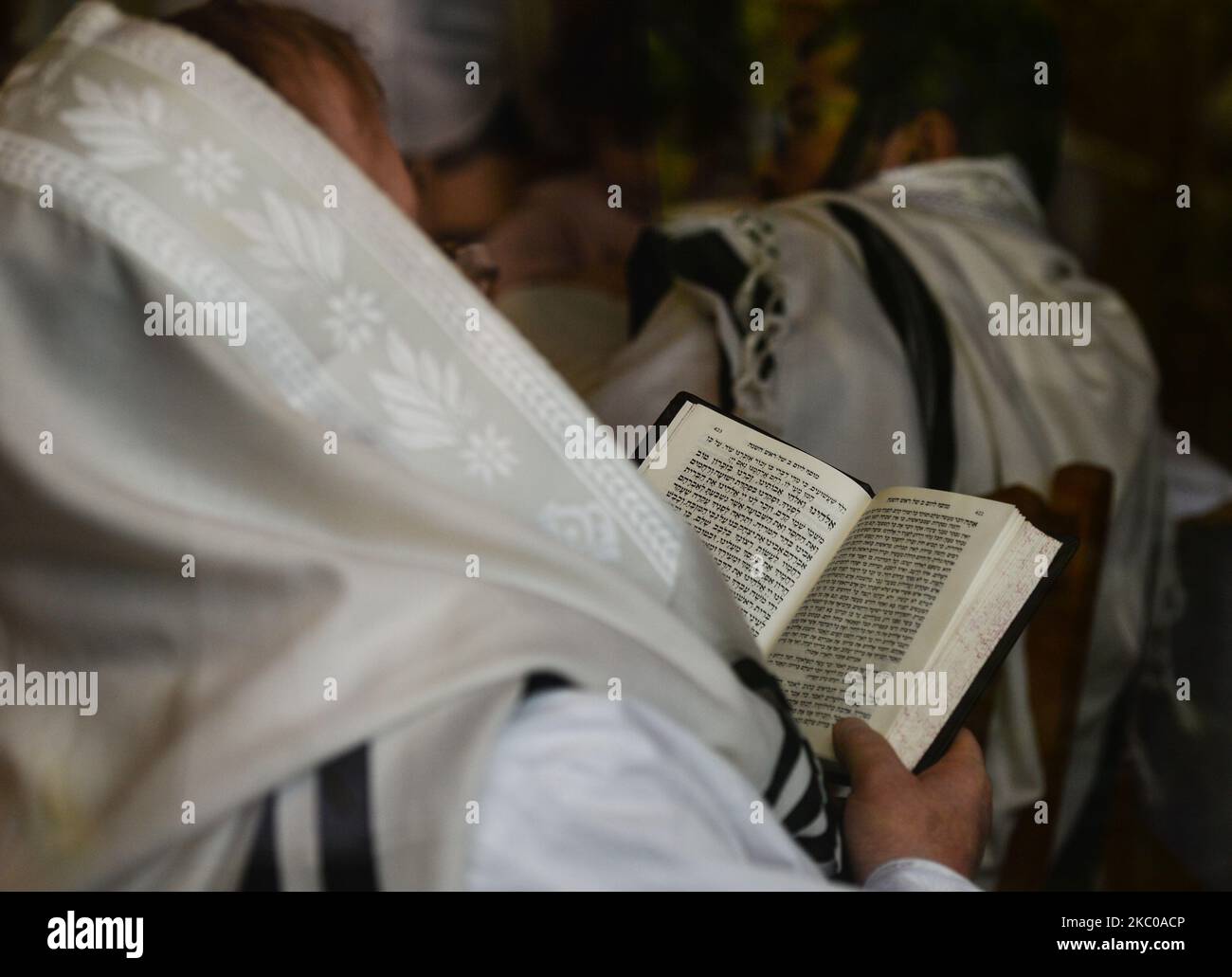An Orthodox Jew praying on the last day of Rosh Hashanah, the Jewish ...