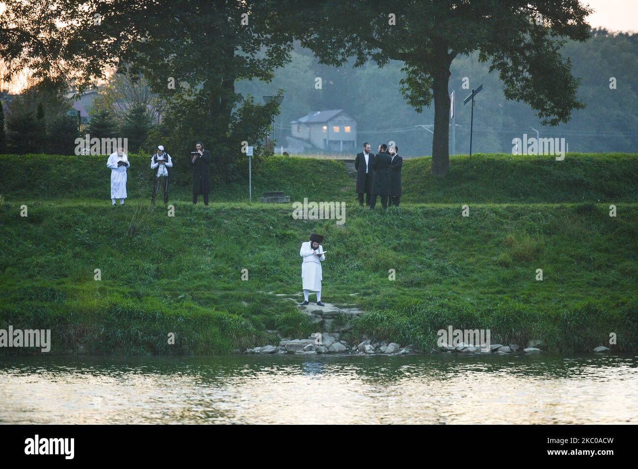 Orthodox Jews praying on the last day of Rosh Hashanah, the Jewish New ...