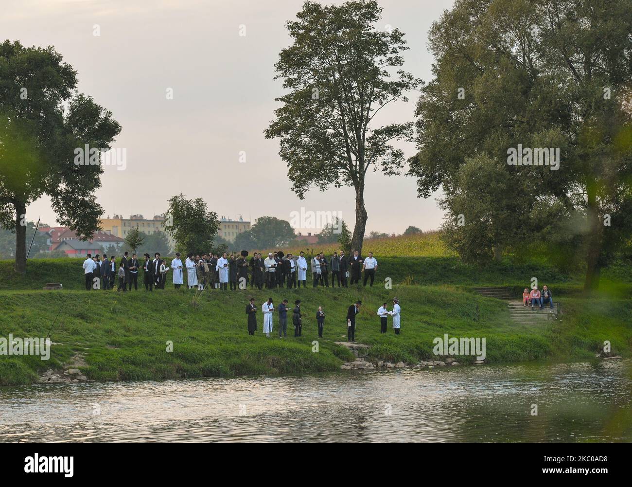 Orthodox Jews praying on the last day of Rosh Hashanah, the Jewish New ...