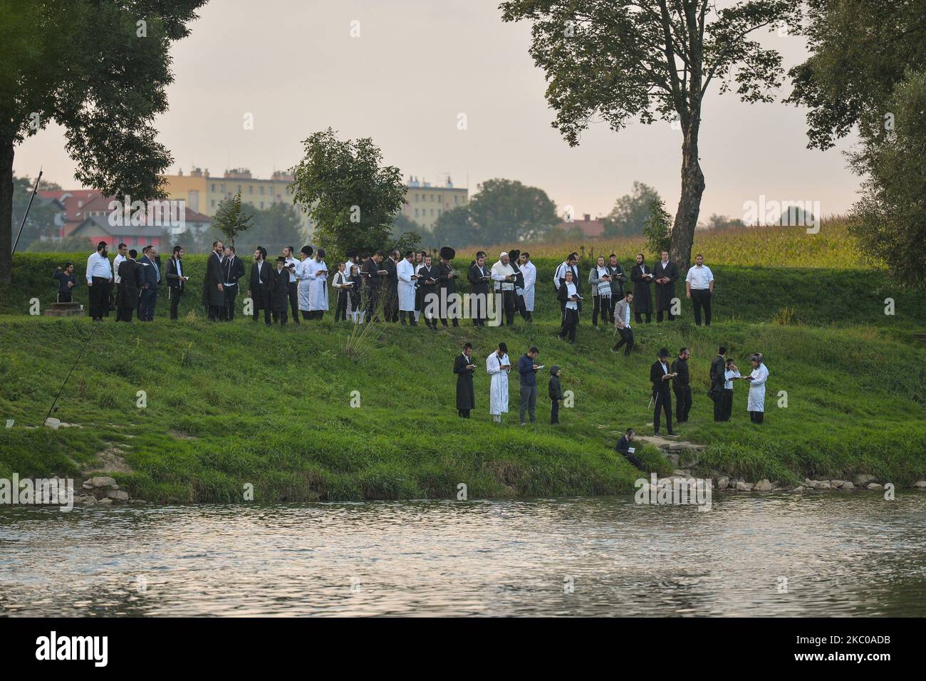 Orthodox Jews praying on the last day of Rosh Hashanah, the Jewish New ...