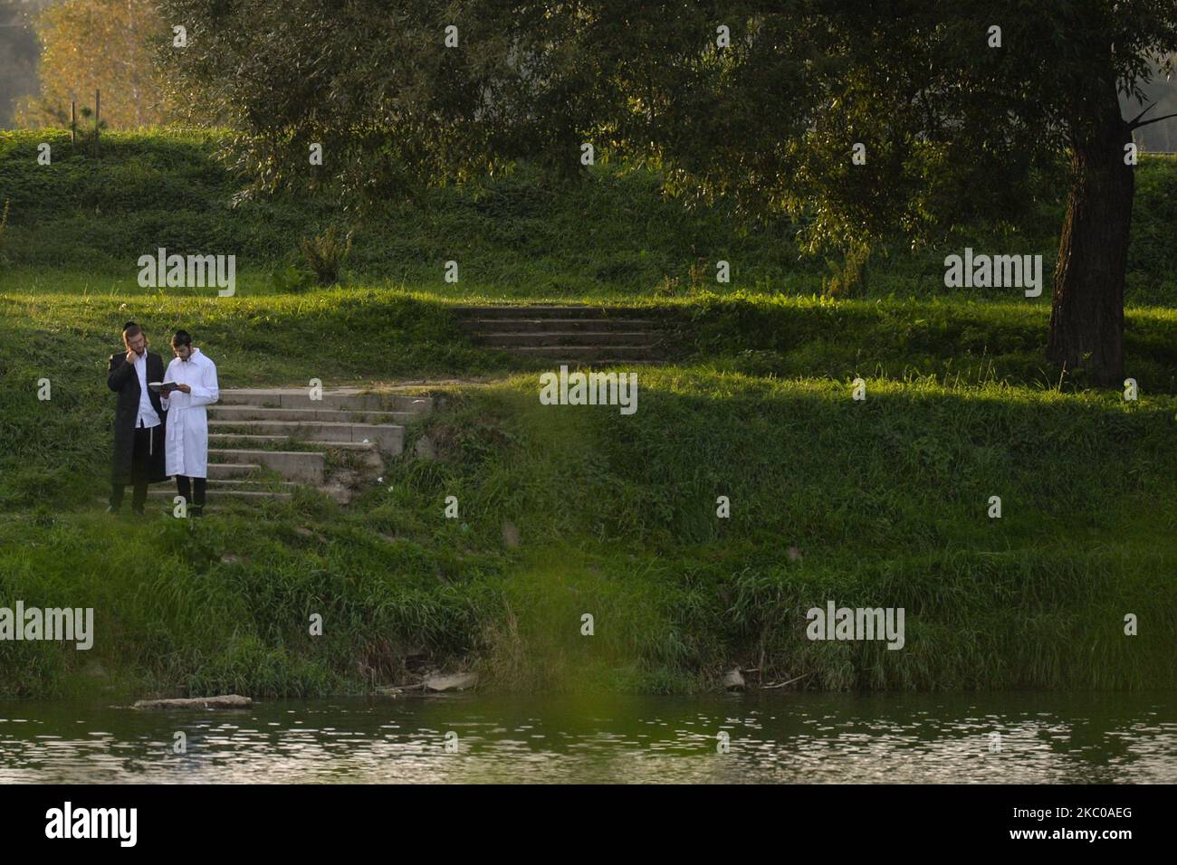 Orthodox Jews praying on the last day of Rosh Hashanah, the Jewish New ...