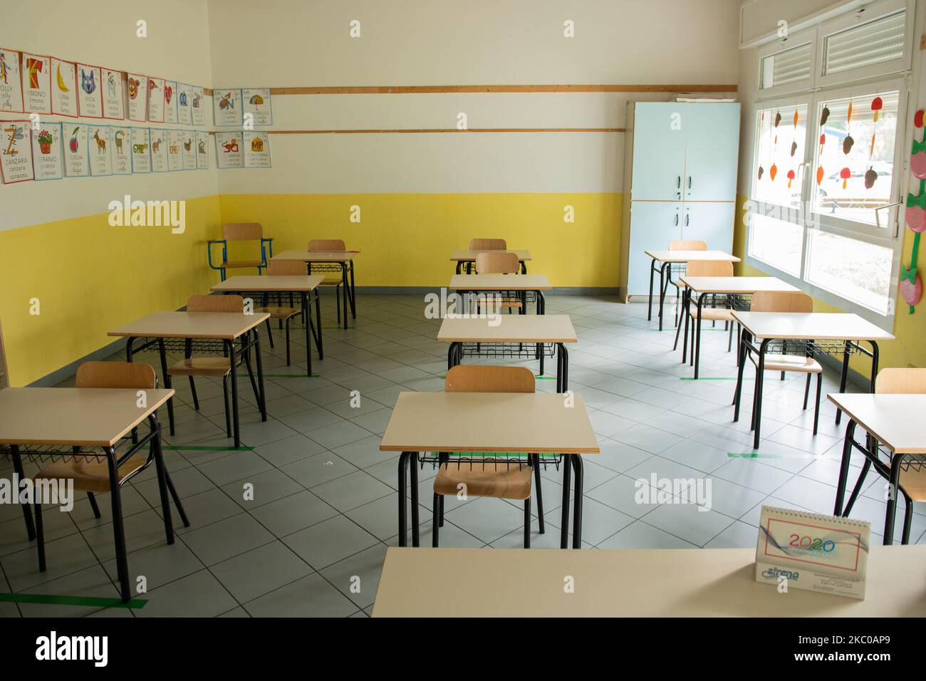 A school ready to reopen in L'Aquila, Italy, on September 21, 2020 ...