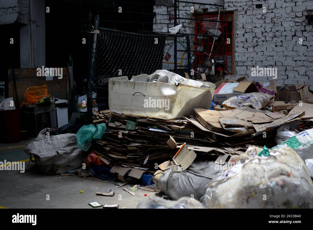 A recycling warehouse in the Las Cruces neighborhood in the city of ...