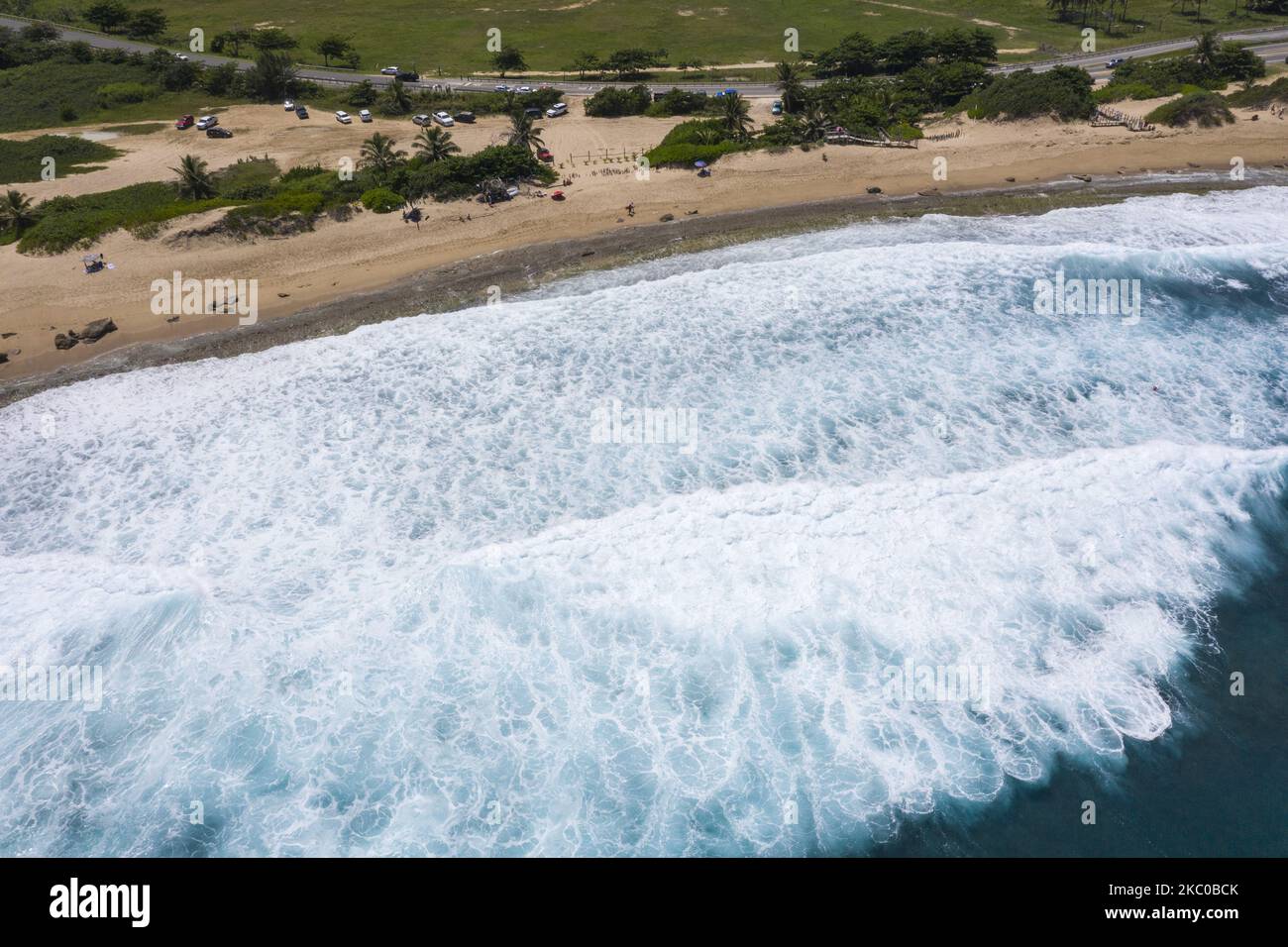 People practice surf in Isabela, Puerto Rico, on September 20, 2020 ...