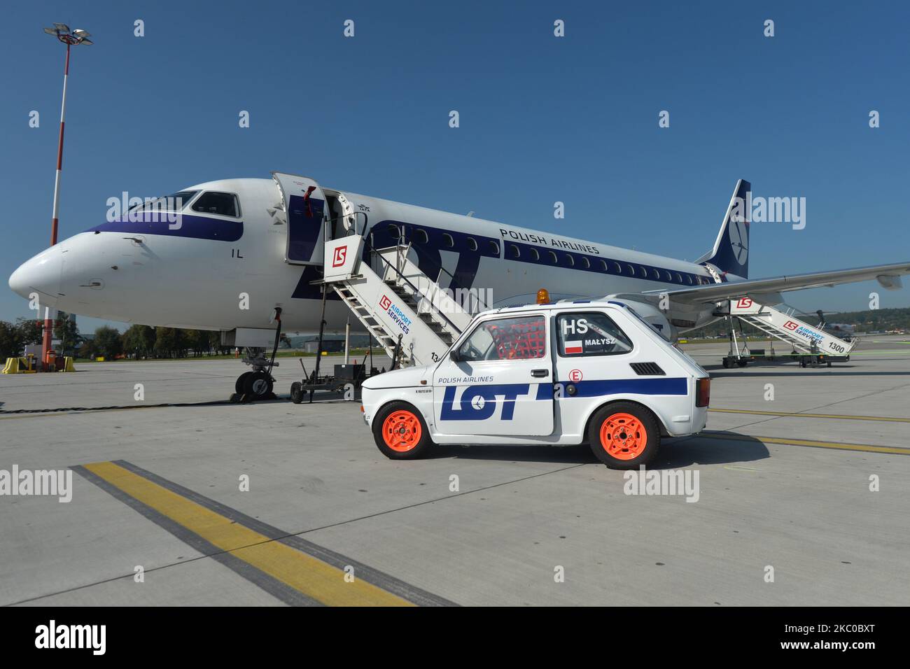 Polish Fiat 126p in the colors of LOT as a 'Follow Me' car for Polish ...
