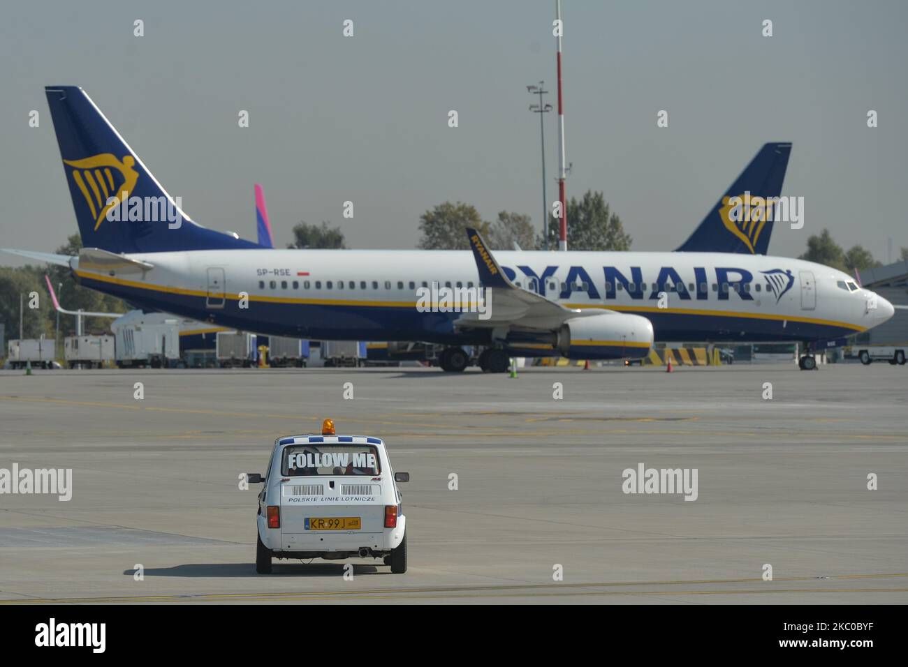 Polish Fiat 126p in the colors of LOT as a 'Follow Me' car for Polish ...