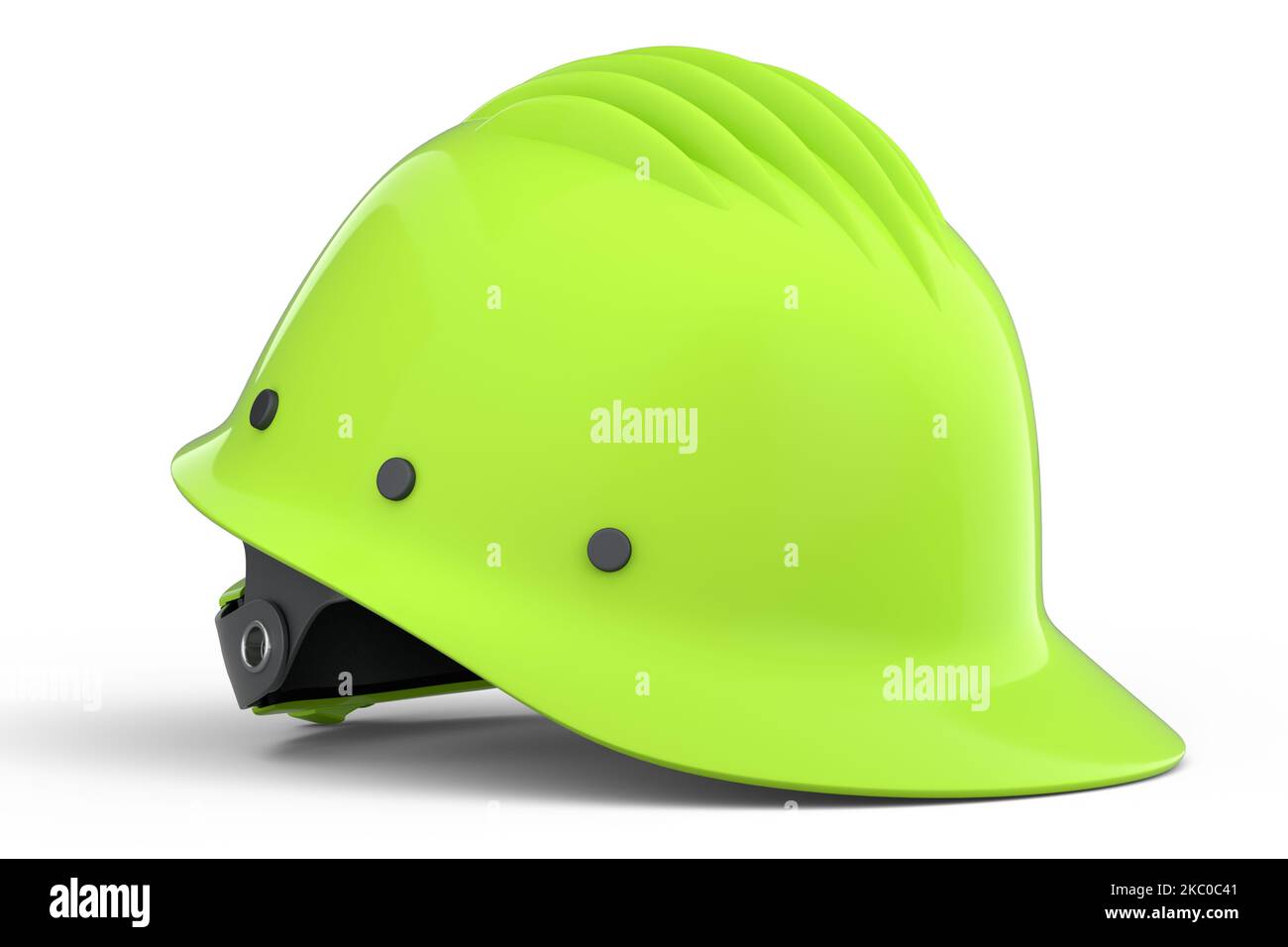 Green safety helmet or hard cap isolated on white background. 3d render ...