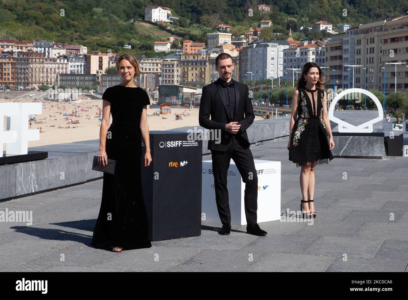 Laetitia Dosch (L), Sergei Polunin (C) and Danielle Arbid attend ...