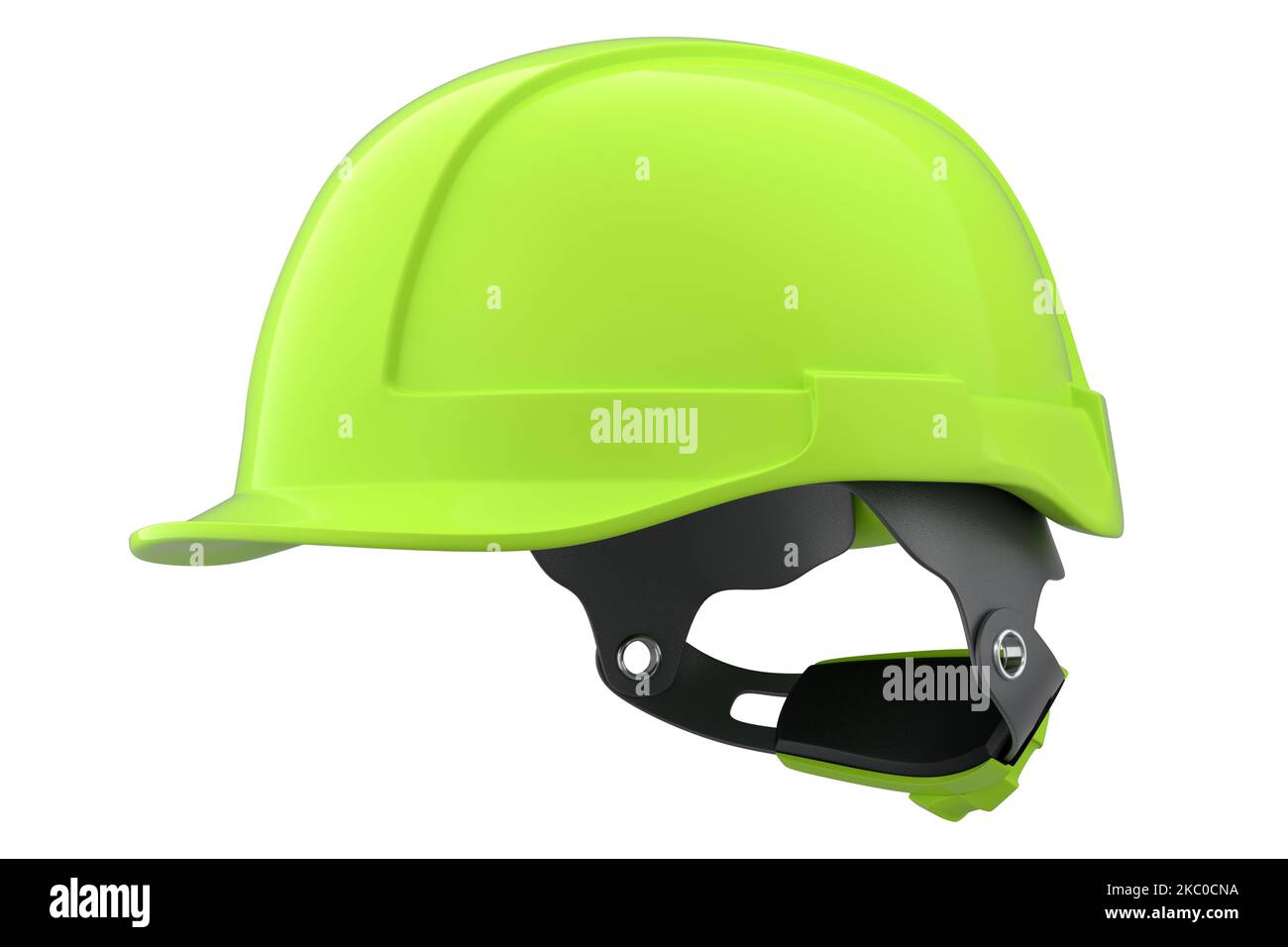 Green safety helmet or hard cap isolated on white background. 3d render ...