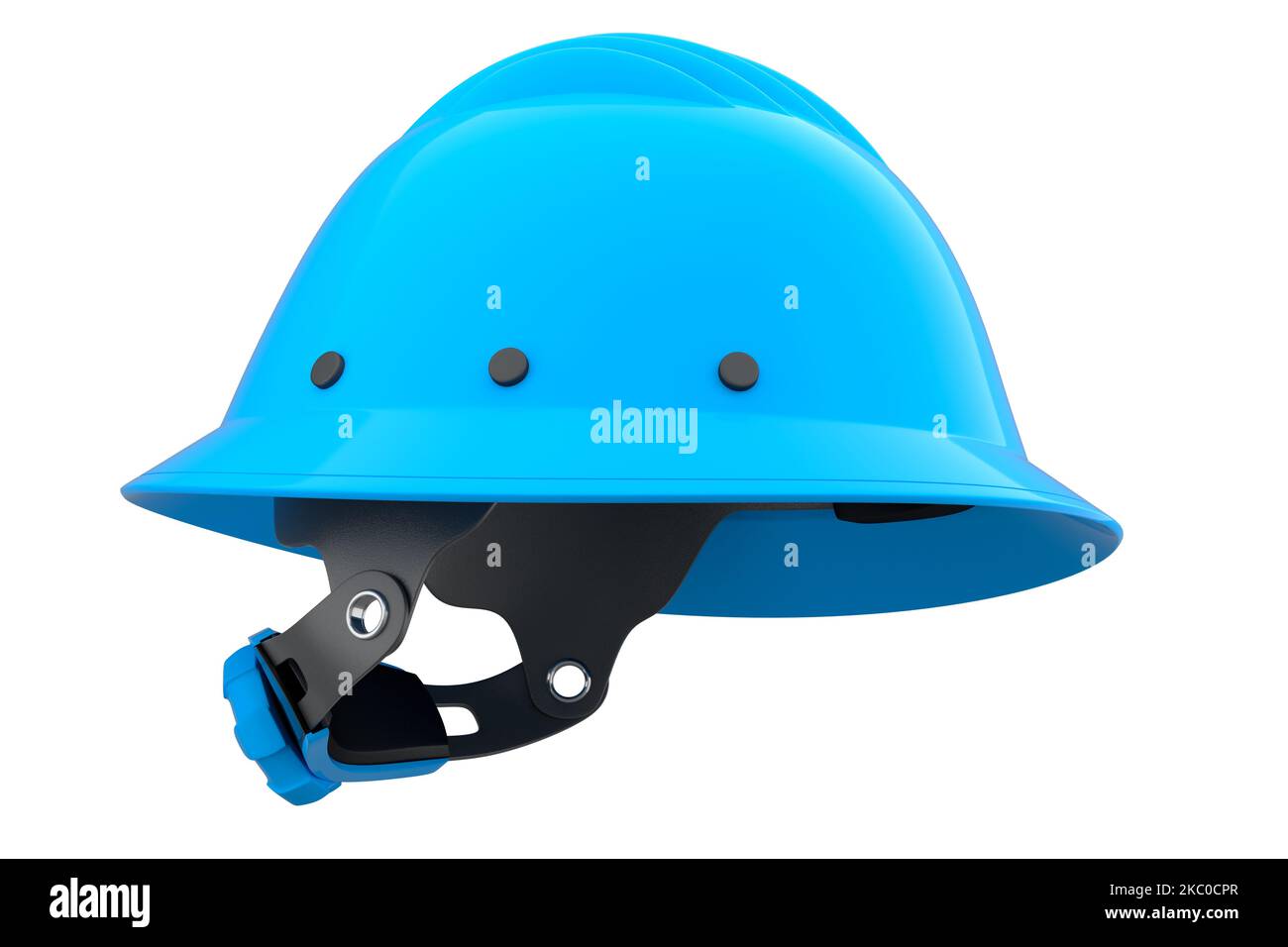 Blue safety helmet or hard cap isolated on white background. 3d render ...