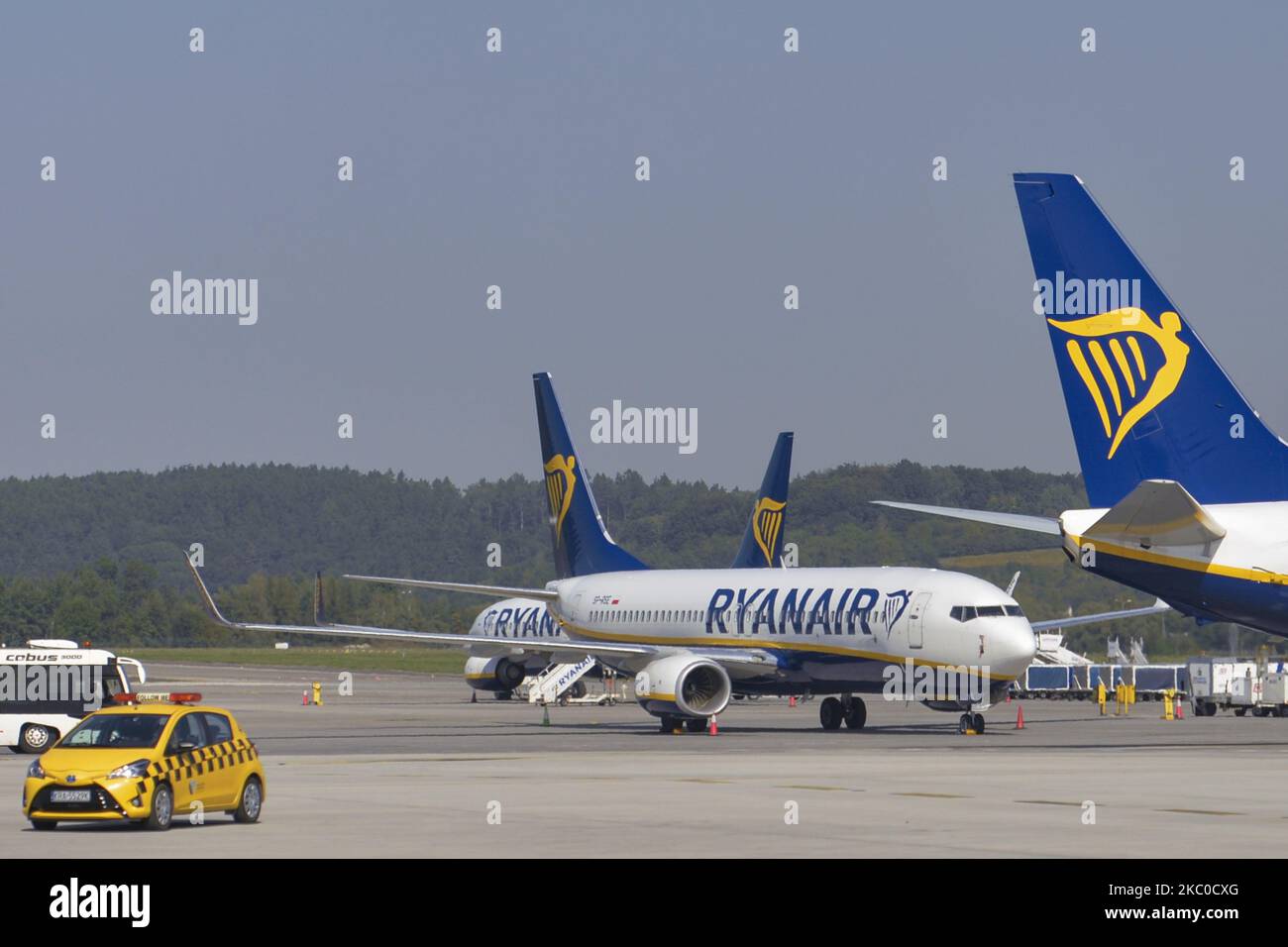 Ryanair planes parked at the John Paul II Krakow-Balice International ...