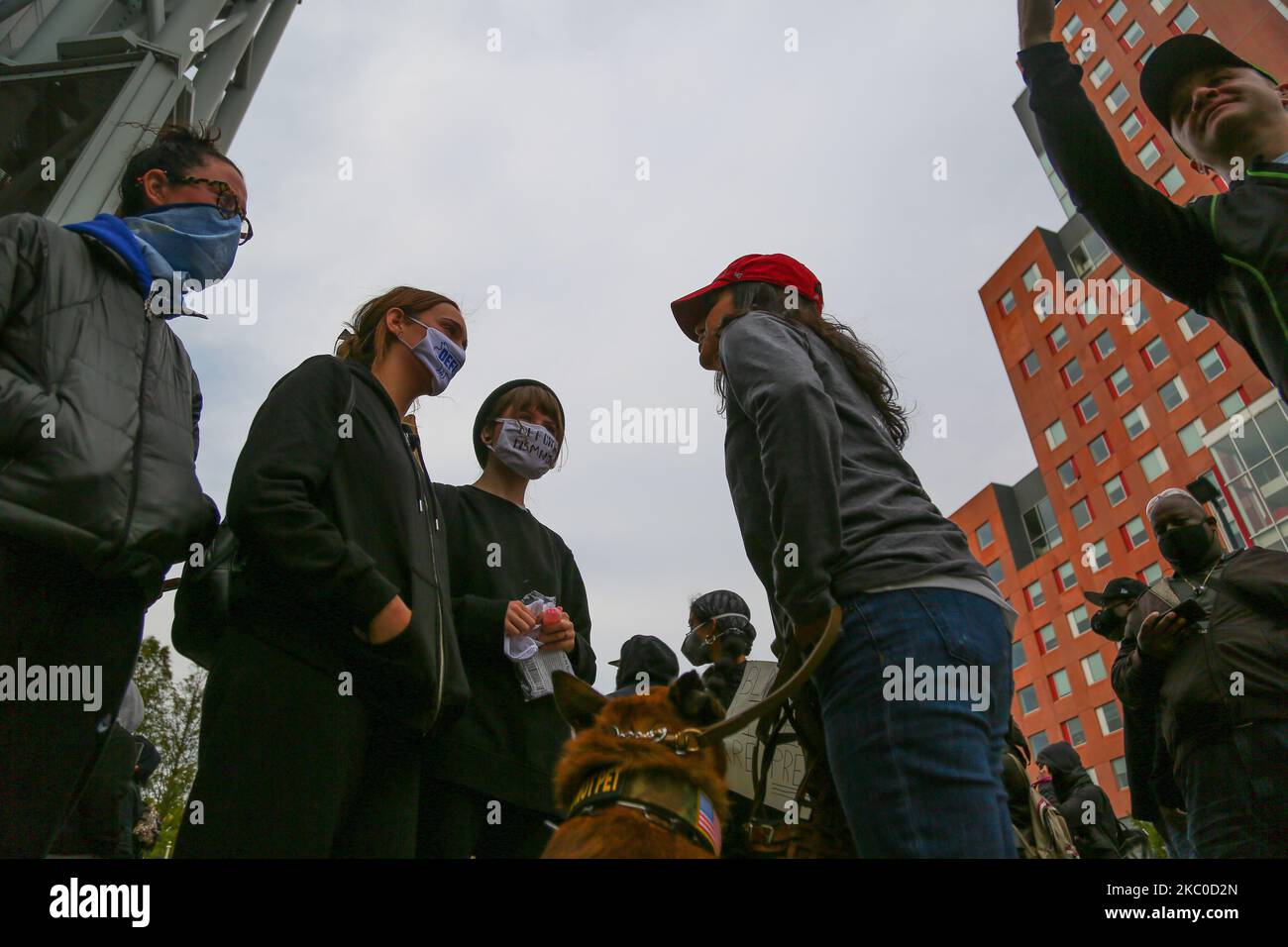 Conversation infront of boston police department hi-res stock ...