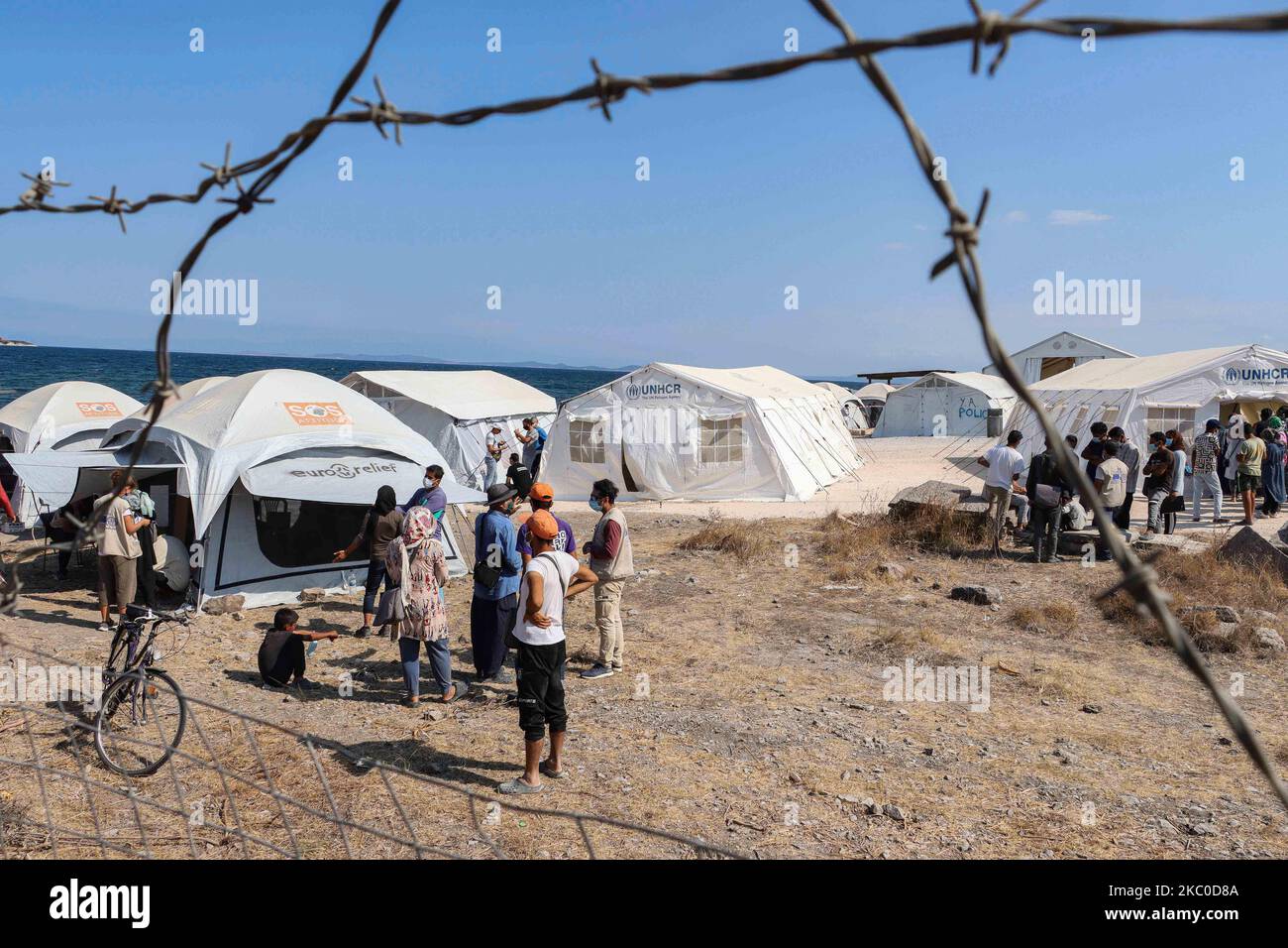 The New Temporary Refugee Camp in Kara Tepe - Mavrovouni with large ...
