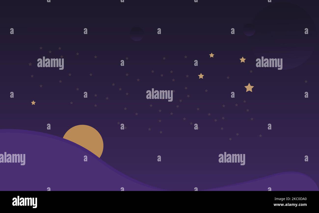 A beautiful purple background with the moon and stars Stock Vector ...