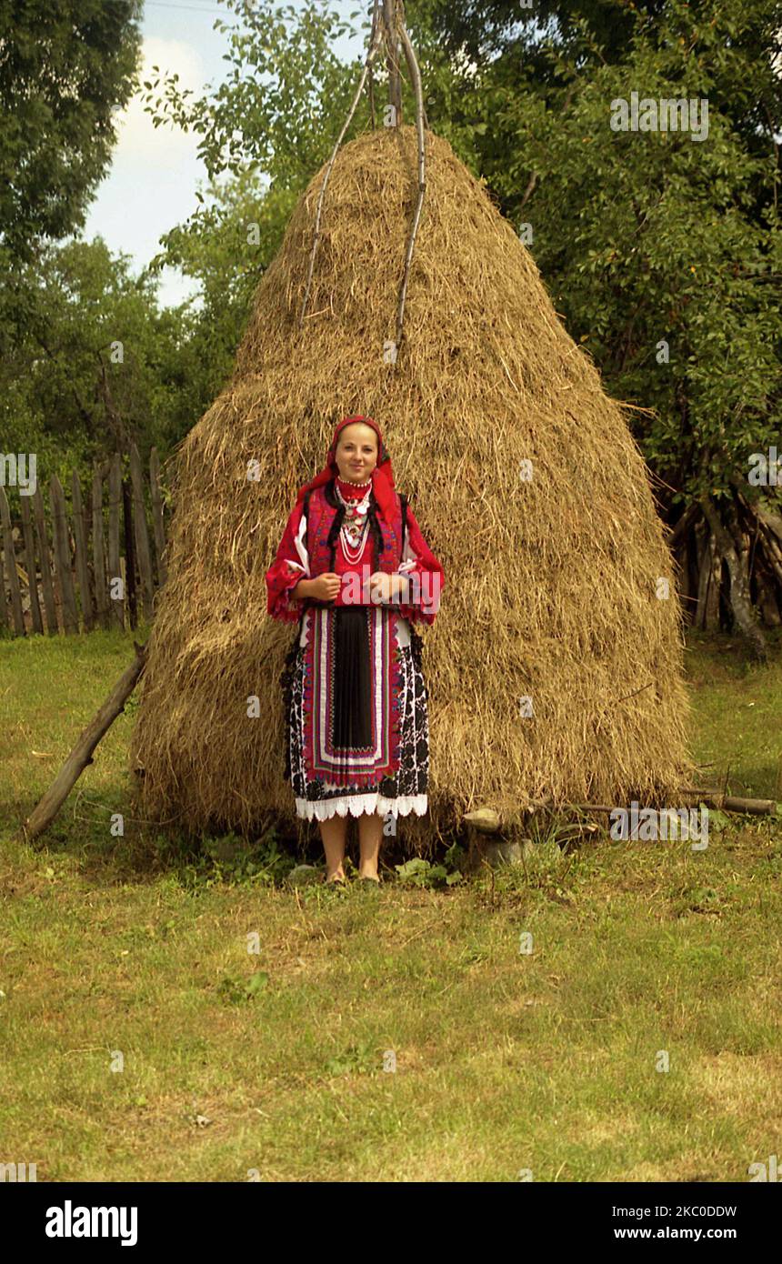 Hunedoara County, Romania, 2003. Woman wearing a traditional folk ...