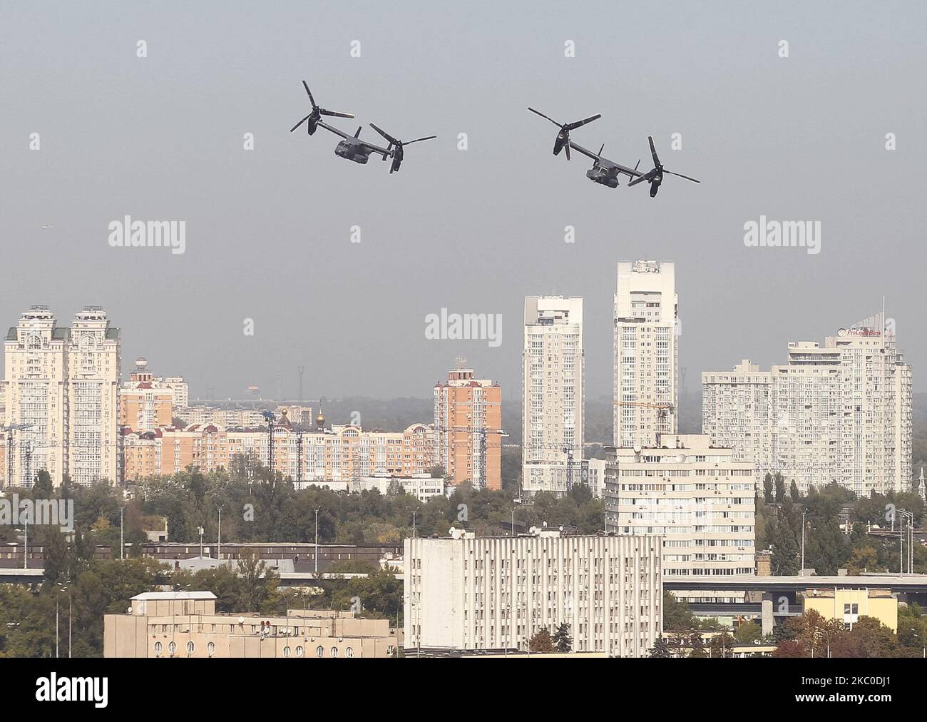 The U.S. Air Forces CV-22B Osprey tilt-rotor aircrafts are seen in the ...