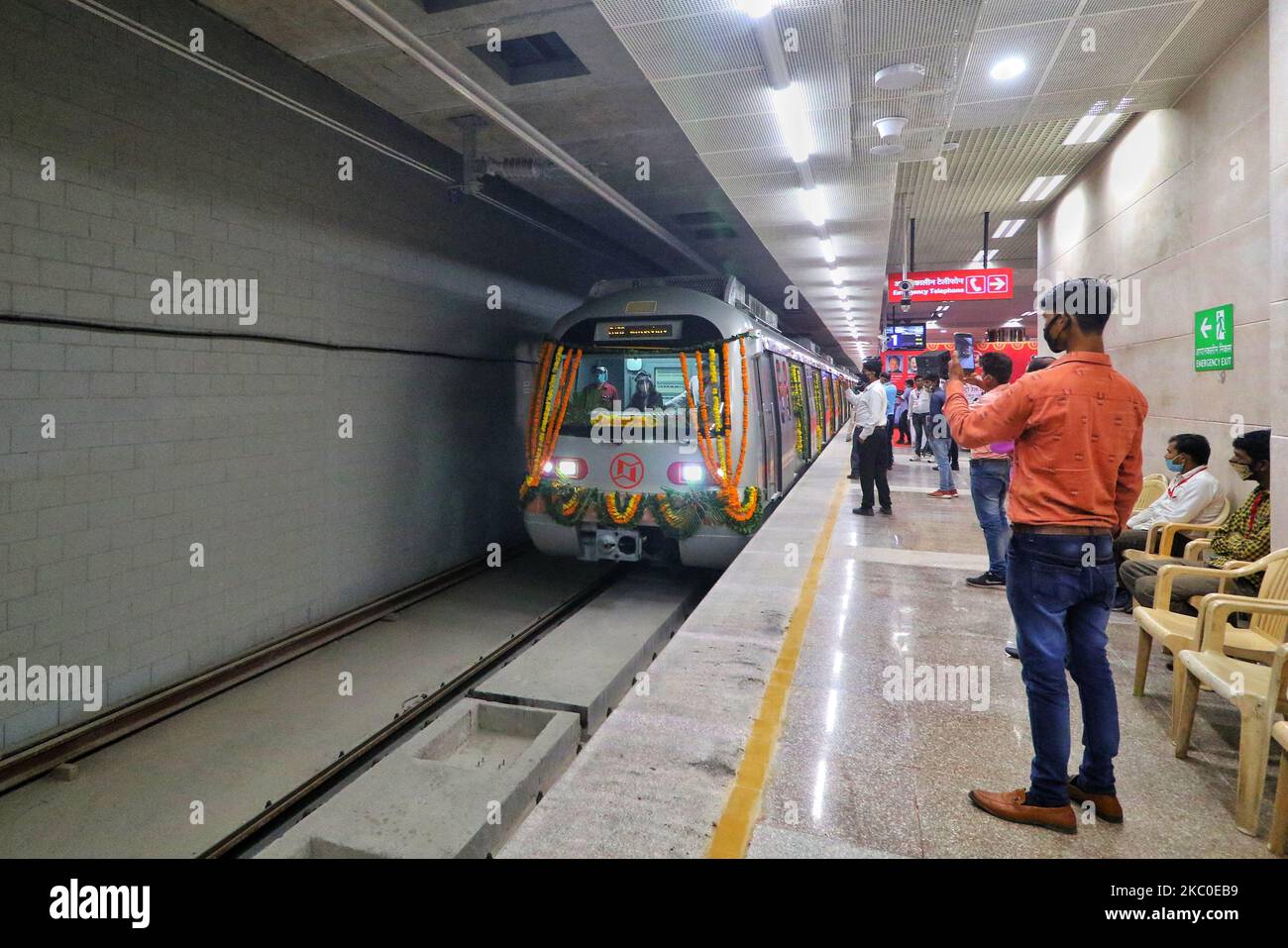Underground chandpole badi chaupar metro corridor hi-res stock ...