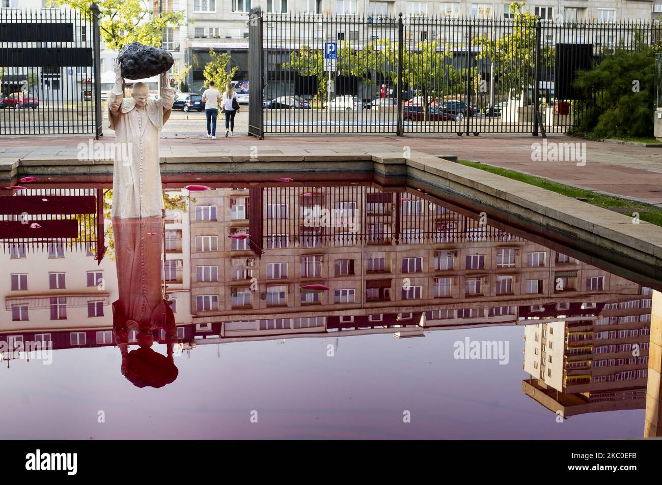 The sculpture called "Poisoned Well", by Jerzy Kalina, at the front of ...