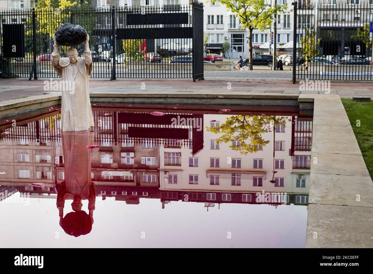 The sculpture called "Poisoned Well", by Jerzy Kalina, at the front of ...