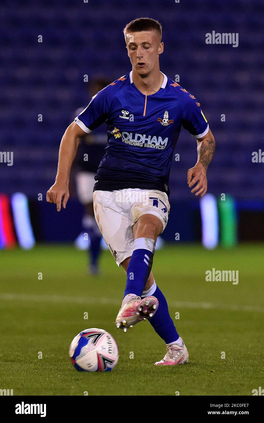 Oldham's Jordan Barnett during the EFL Trophy match between Oldham ...