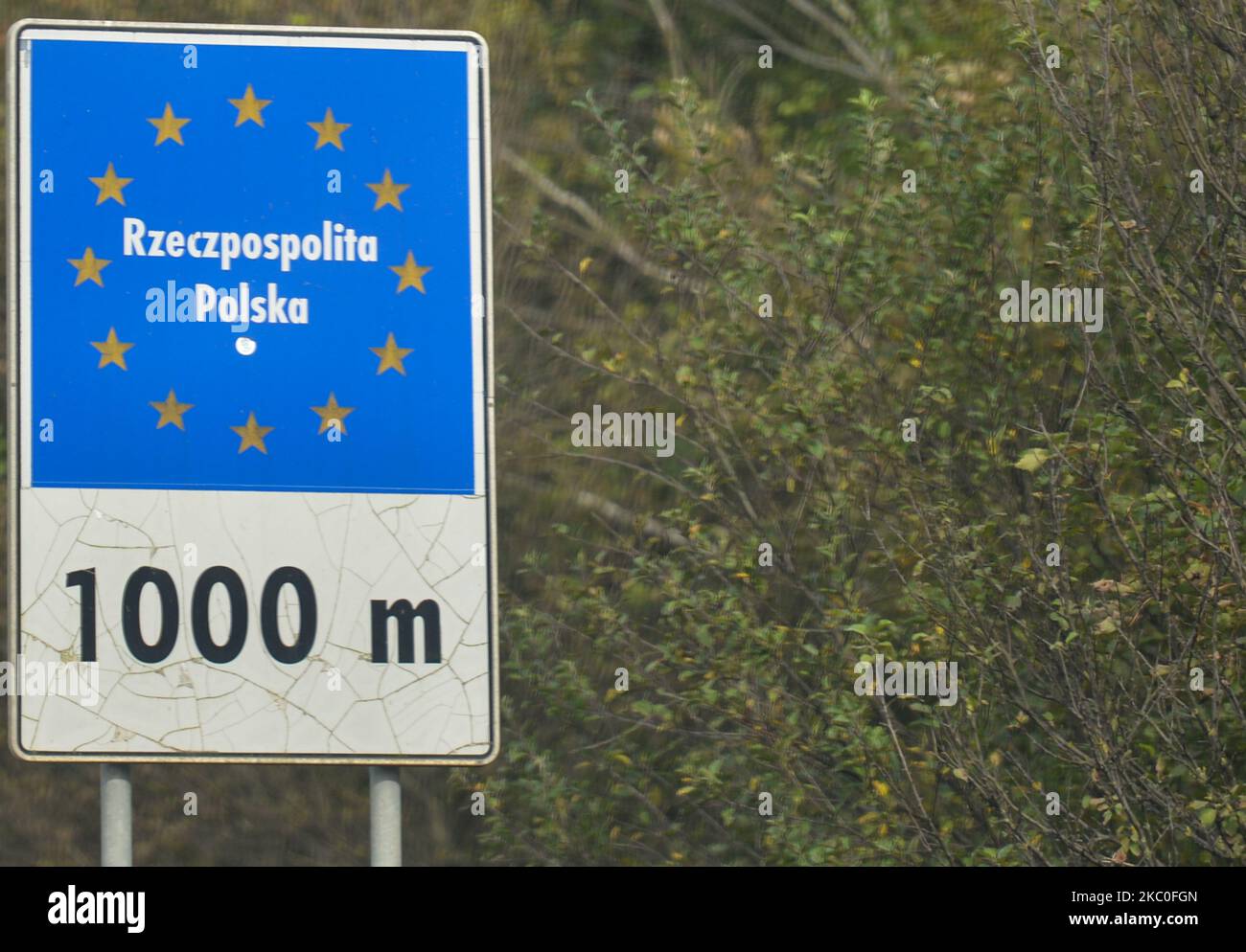 The Republic of Poland sign seen near the Barwinek-Vysny Komarnik ...