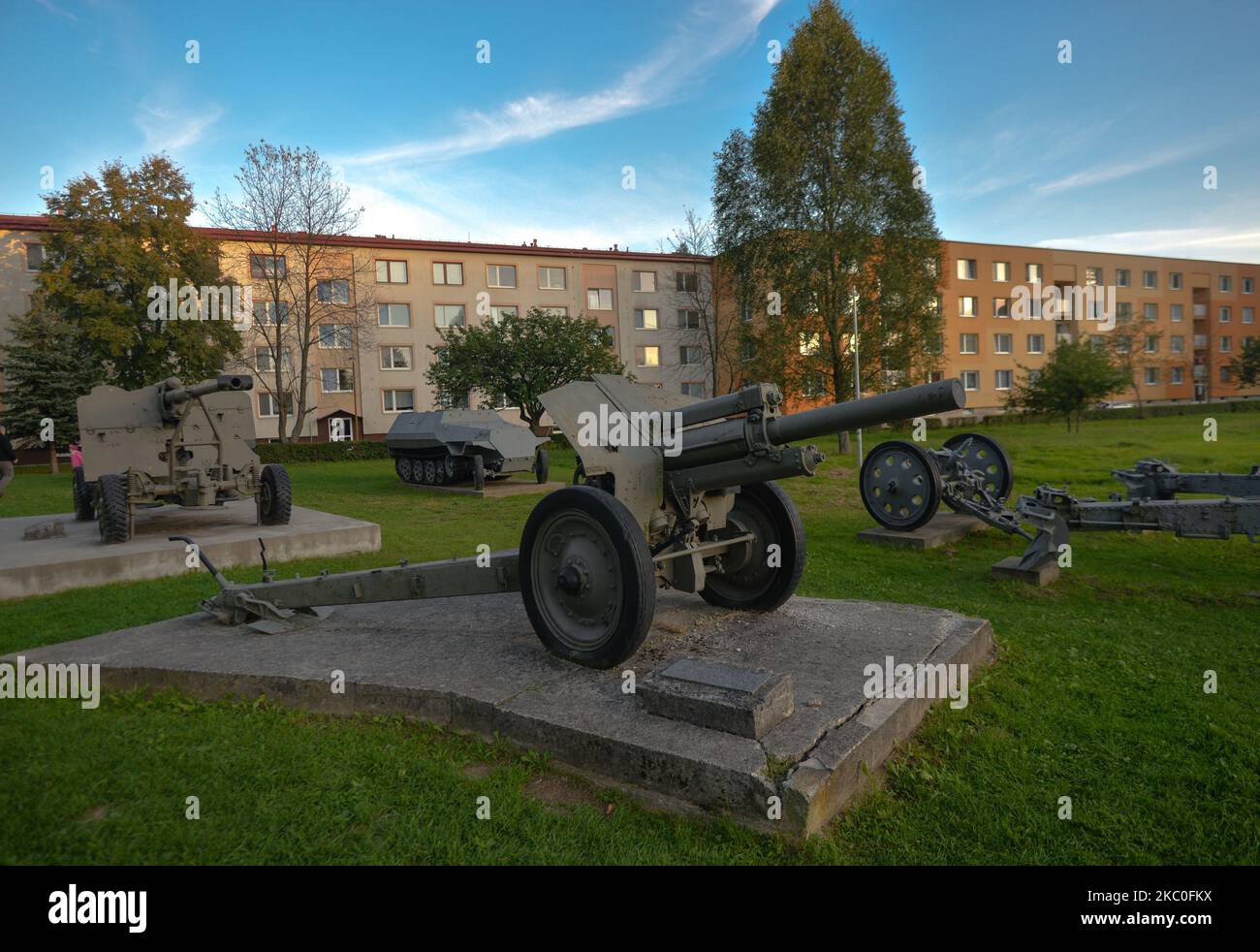 An open-air exhibition of WW2 military armament next to the Dukla Pass ...