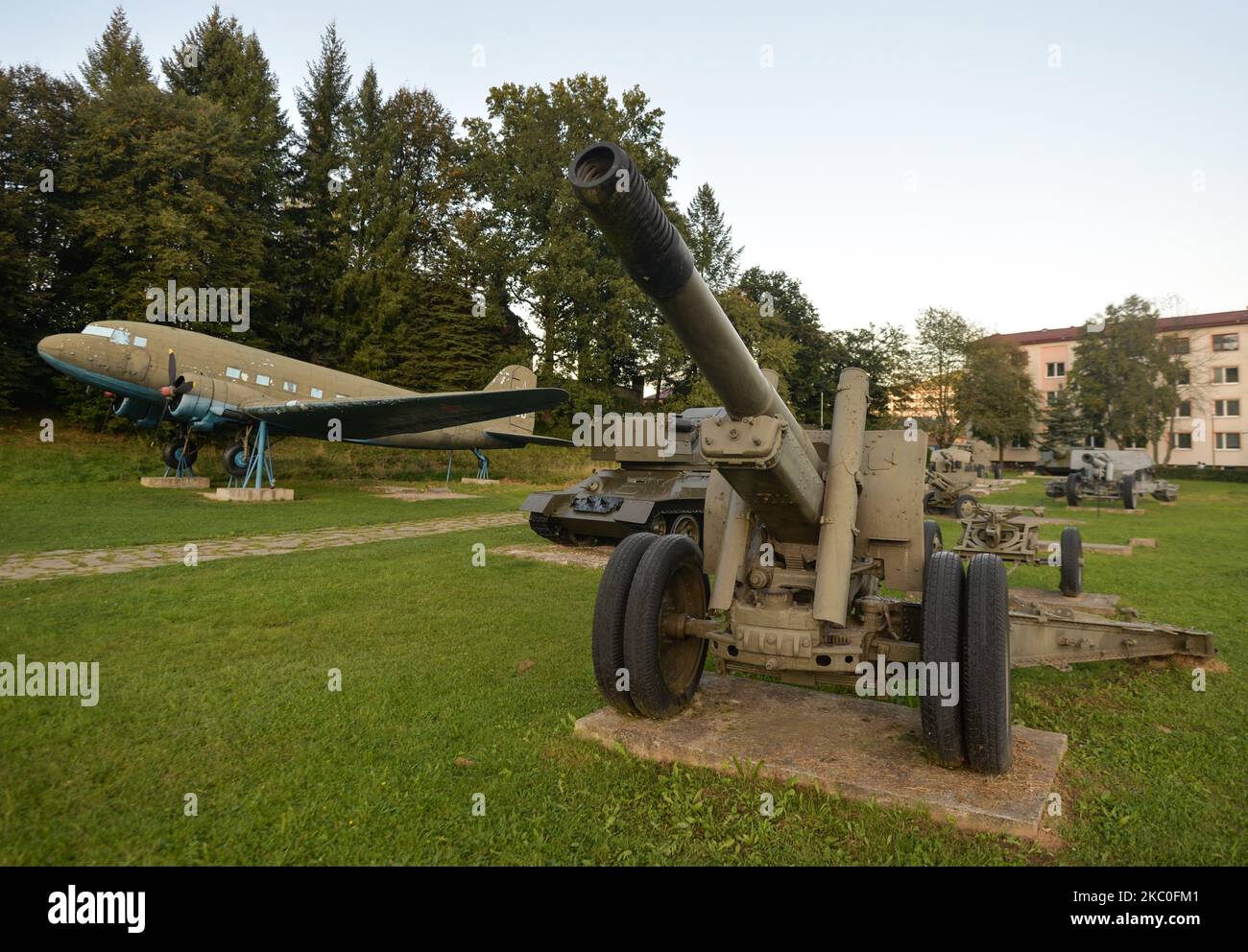 An open-air exhibition of WW2 military armament next to the Dukla Pass ...