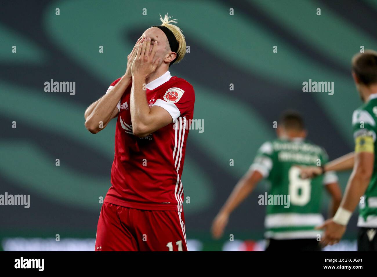 Ryan Hedges of Aberdeen FC reacts during the UEFA Europa League third ...