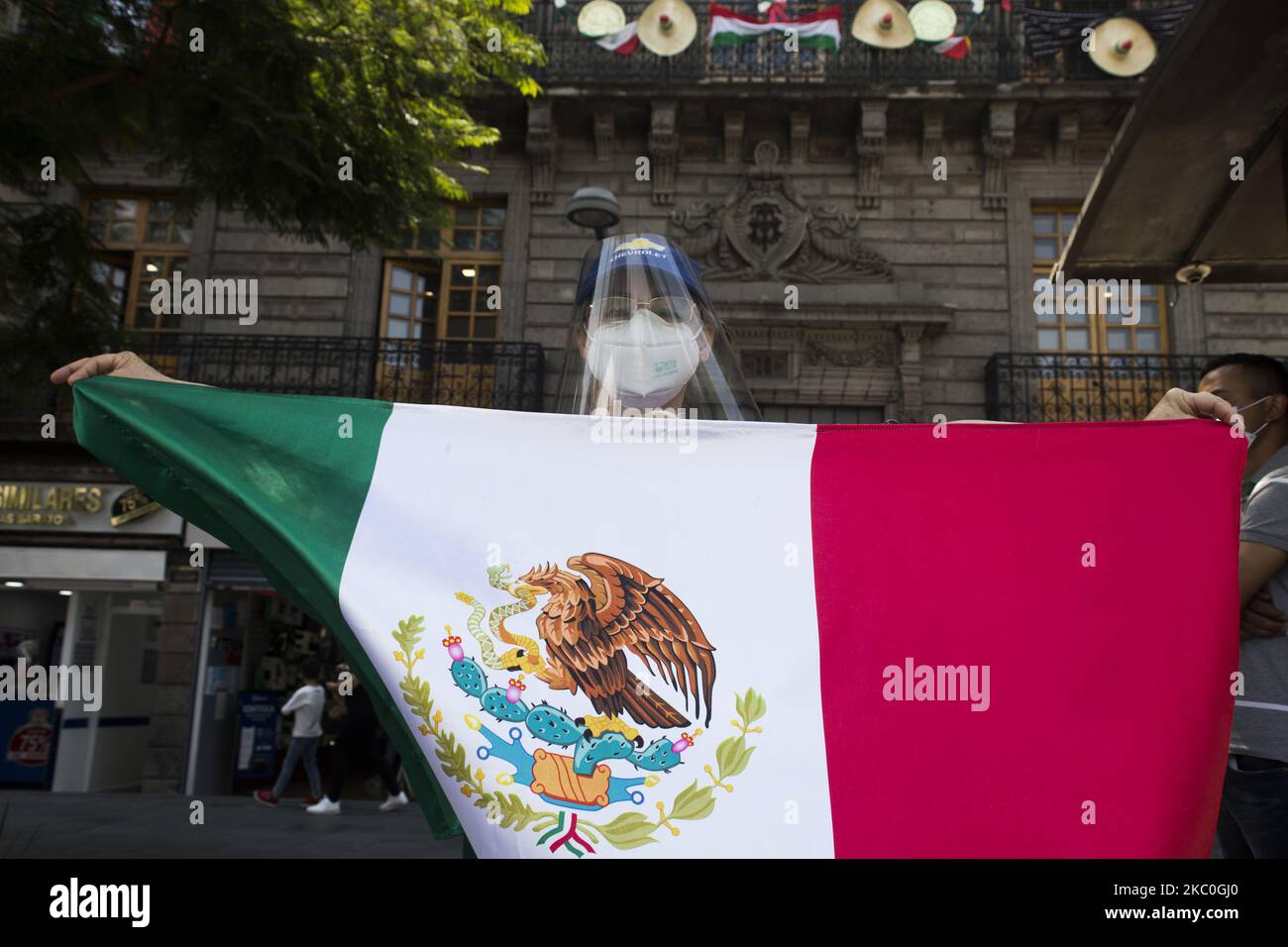 A member of the National Front Anti-AMLO (Frena) camps at the Zocalo ...