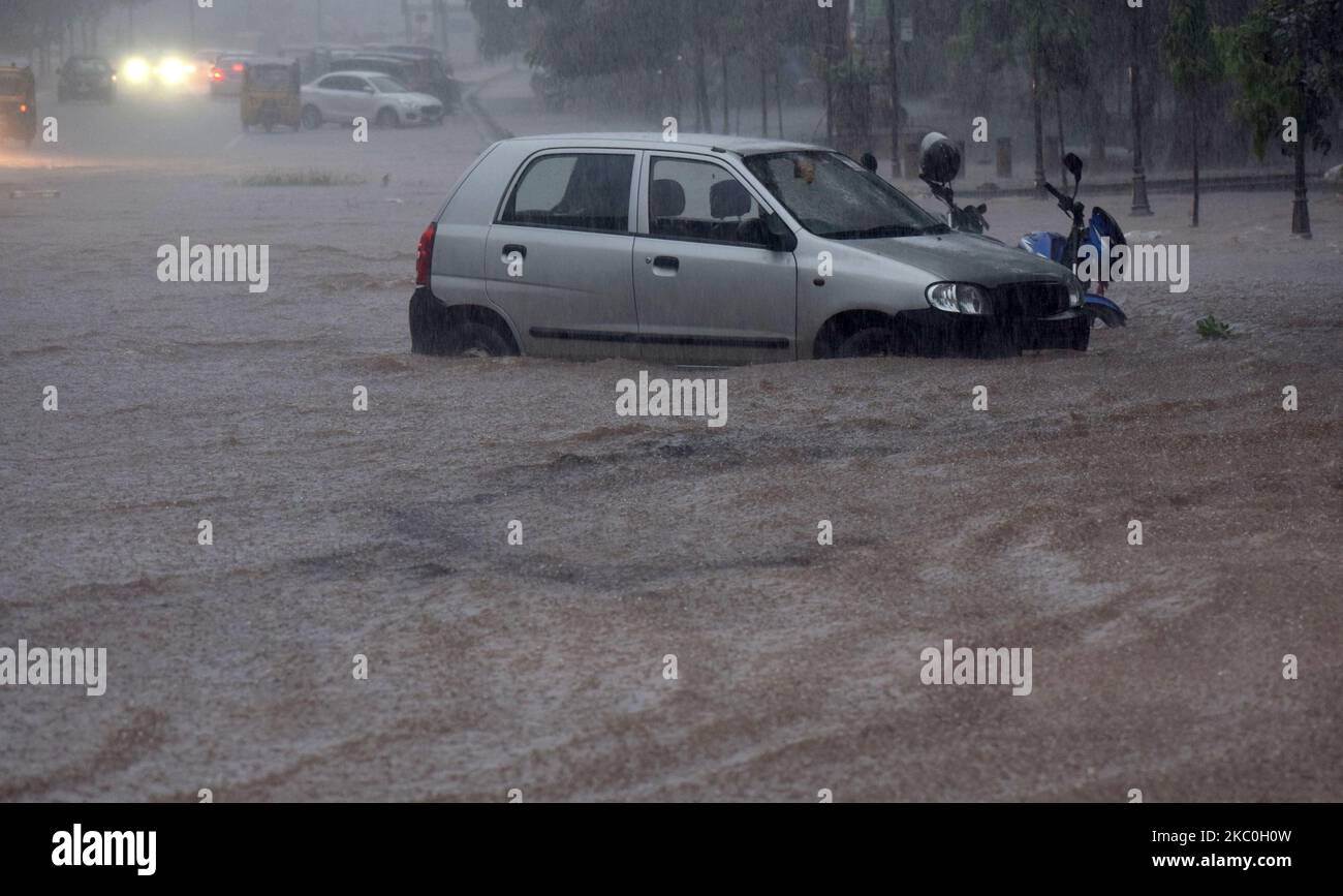Depression rain cloud looming in the sky before downpour as commuter ...