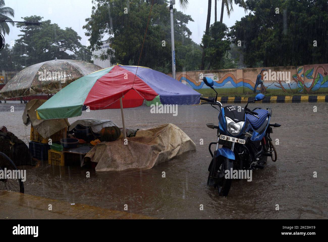 Depression rain cloud looming in the sky before downpour as commuter ...