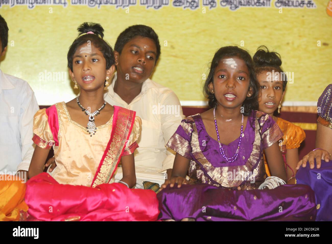 Tamil children who were orphaned during the civil war perform a ...
