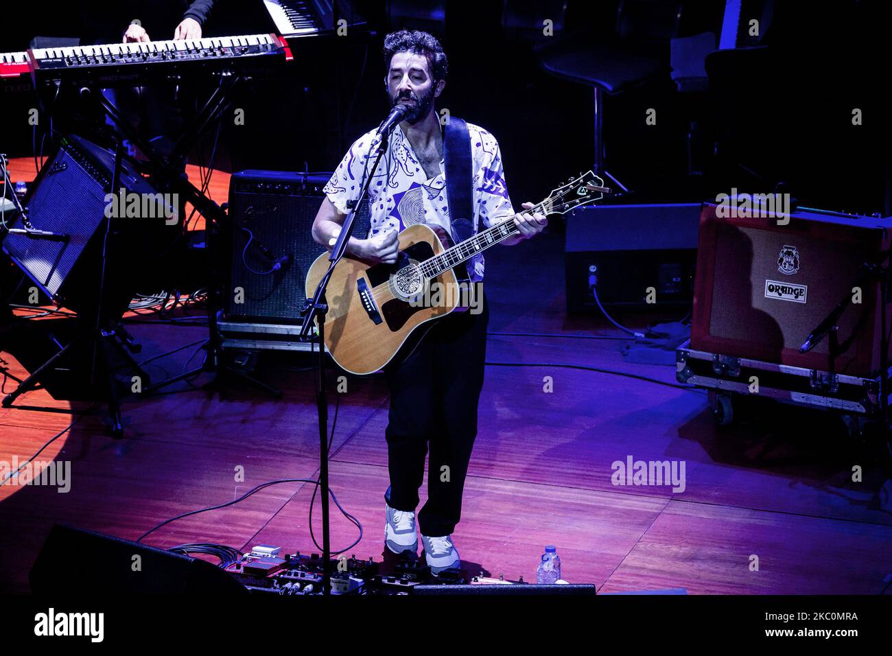 Singer Tiago Bettencourt performs in a concert at the Municipal Theater ...