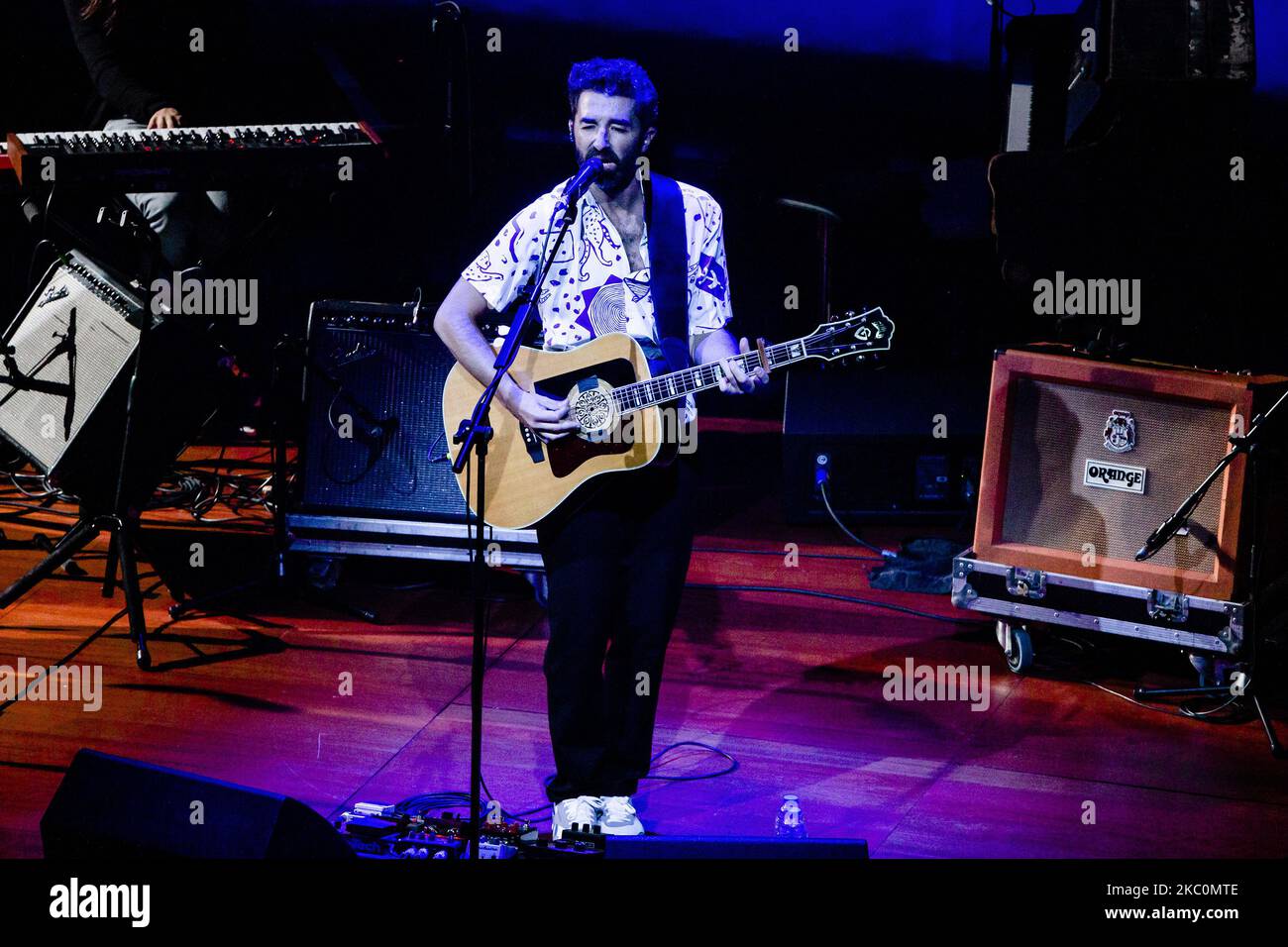 Singer Tiago Bettencourt performs in a concert at the Municipal Theater ...