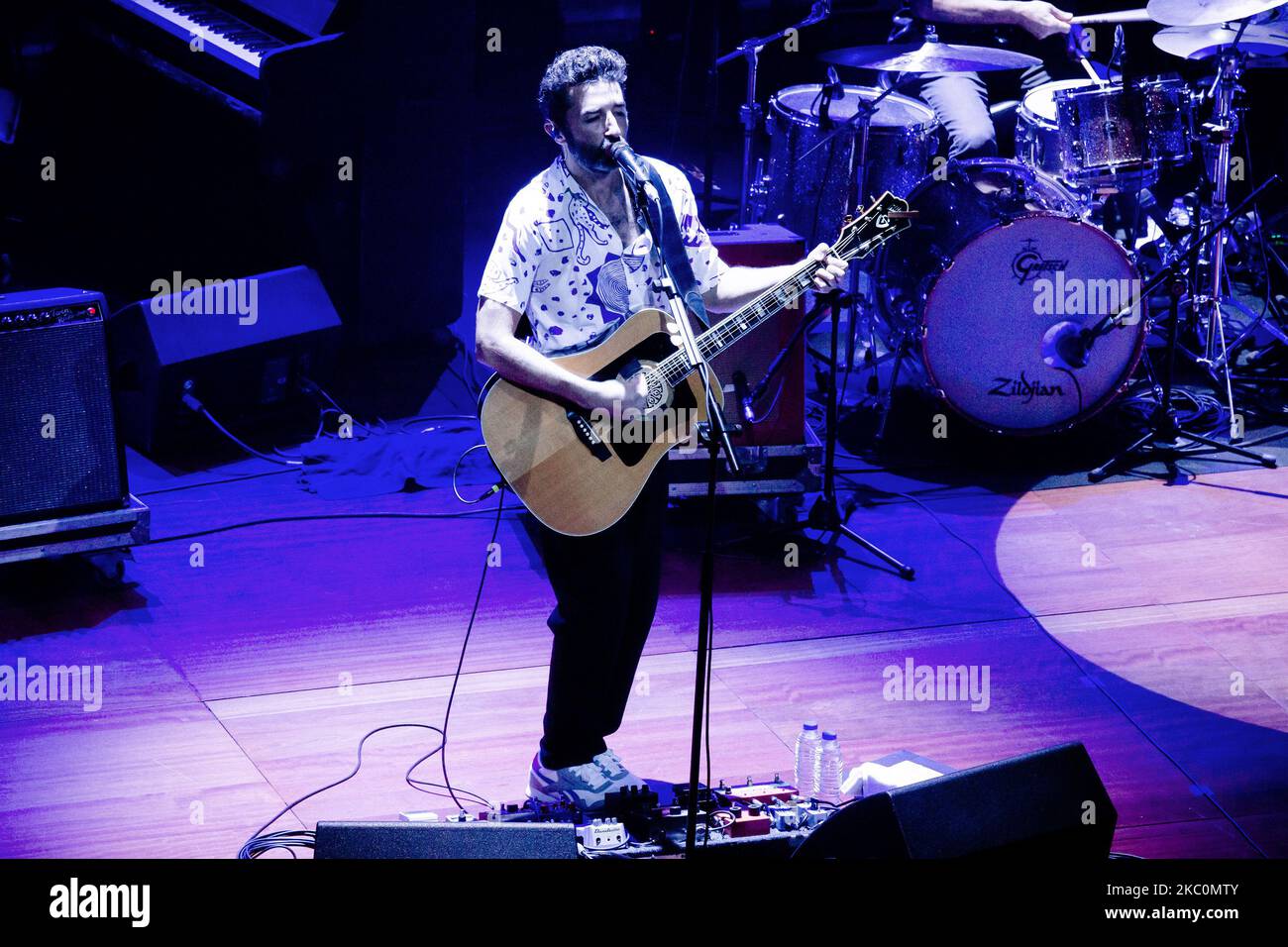 Singer Tiago Bettencourt performs in a concert at the Municipal Theater ...