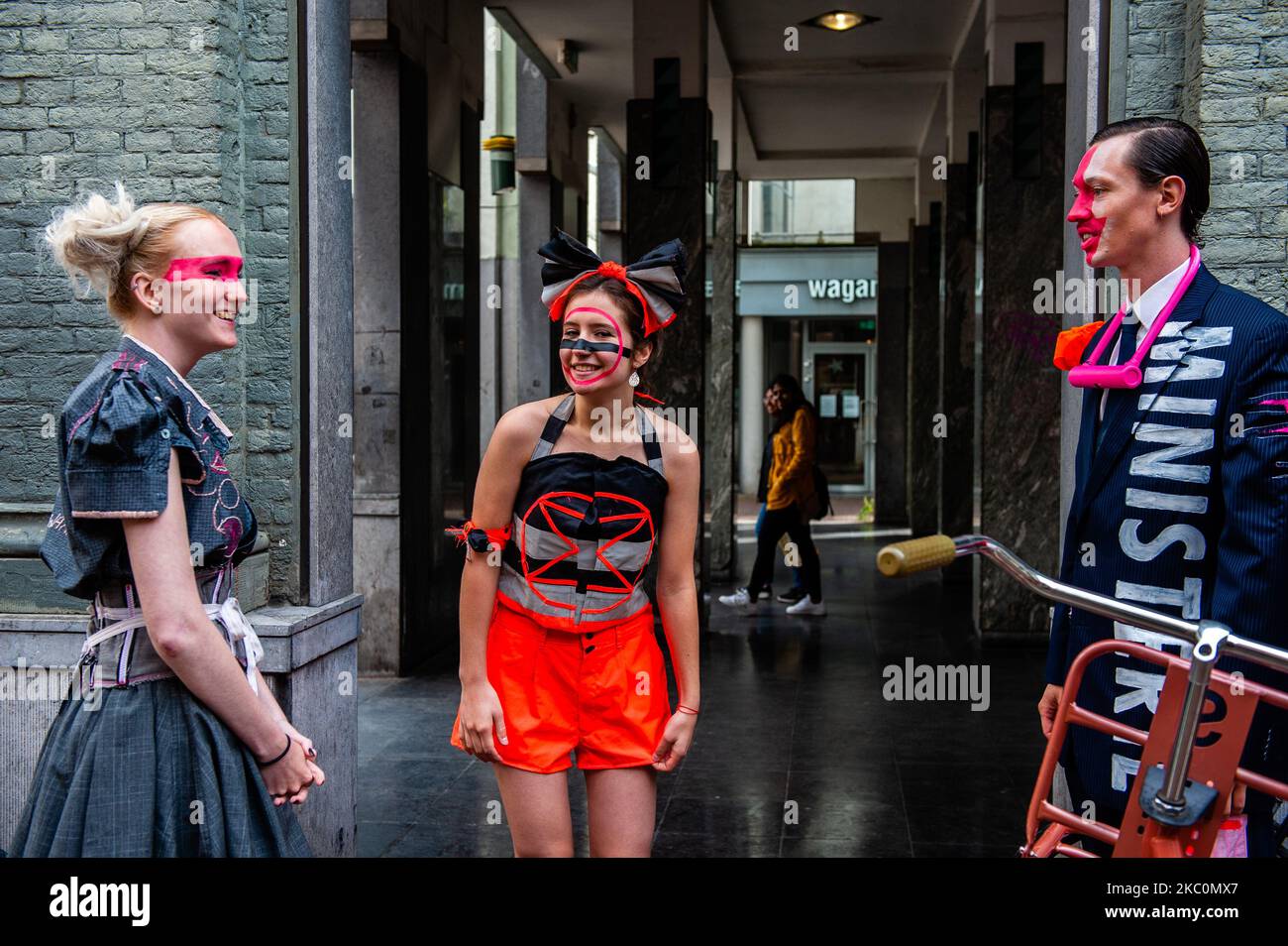 XR models are waiting before the catwalk starts during the launch of ...