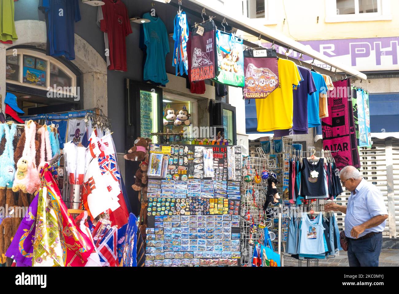 Main Street, Gibraltar. 22nd October, 2022. Tourist souvenir products ...