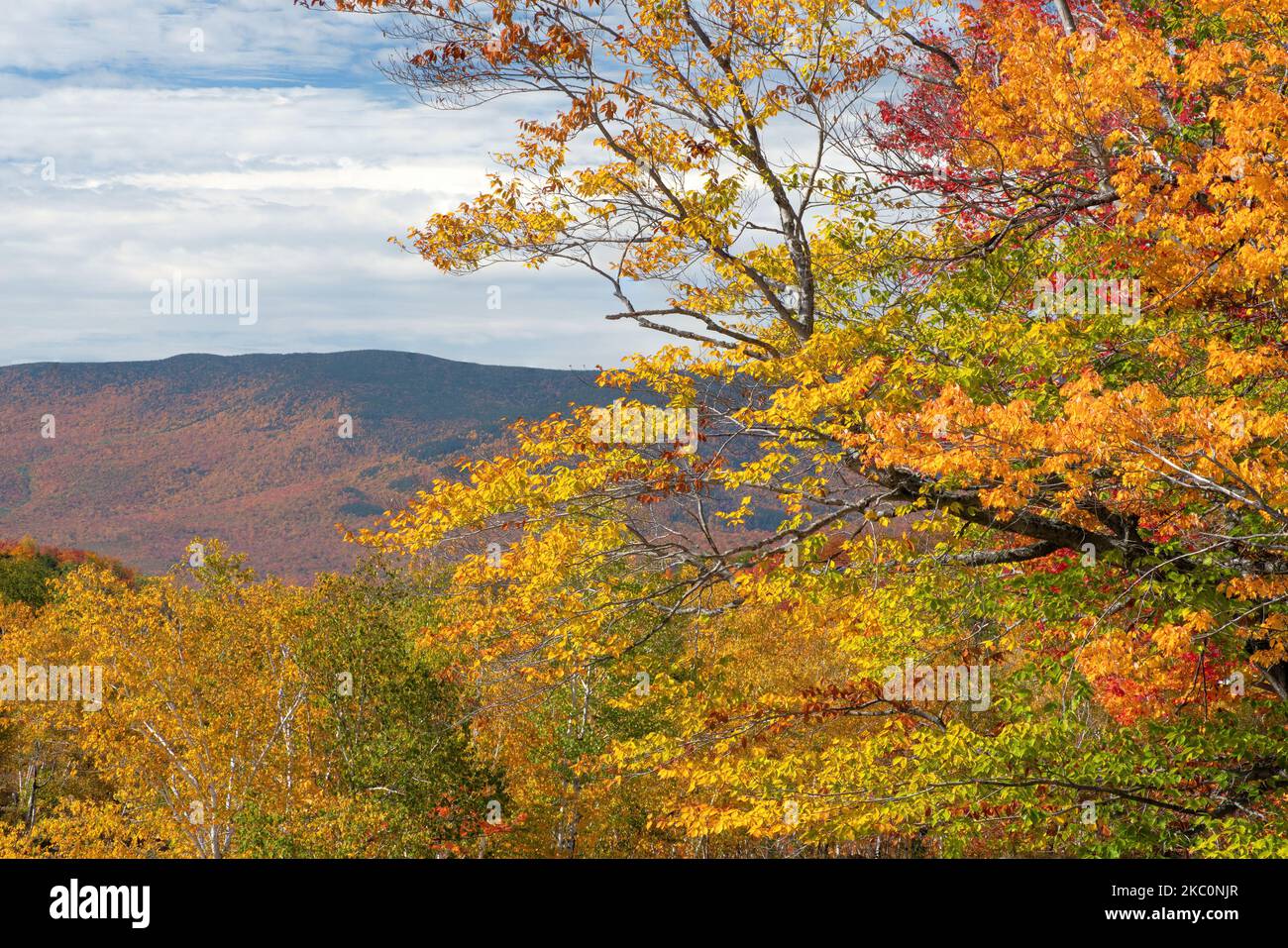 Beauty of autumn in White Mountains of New Hampshire. Scenic view of ...