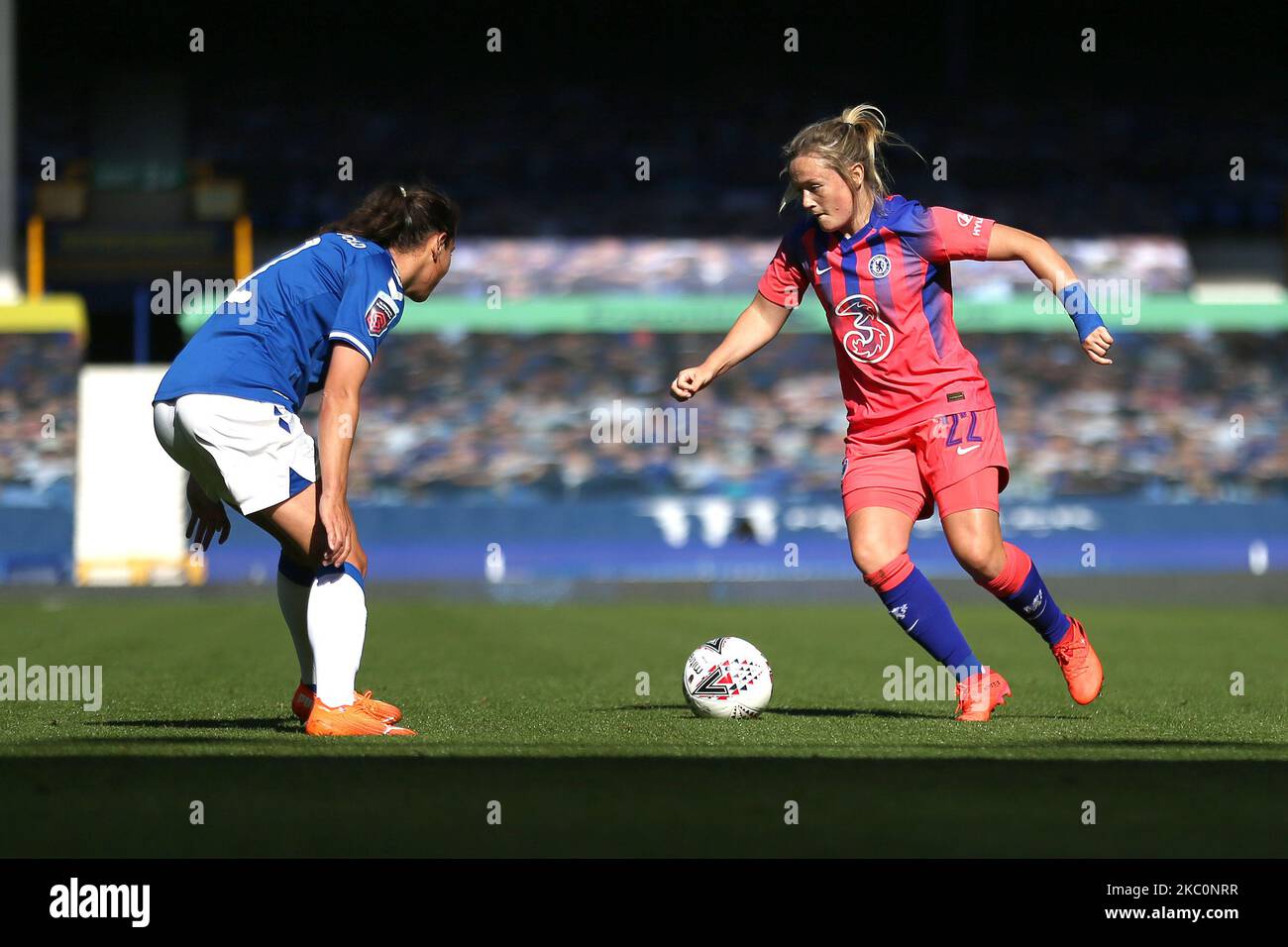 Chelsea Women's Erin Cuthbert (right) in action with Everton Womens ...