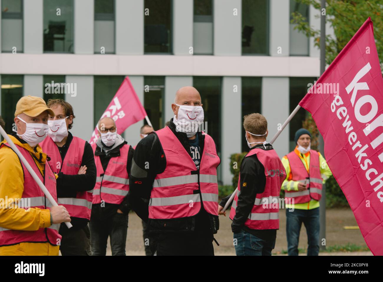 German Comba trade union members joins the protest as members of verdi ...