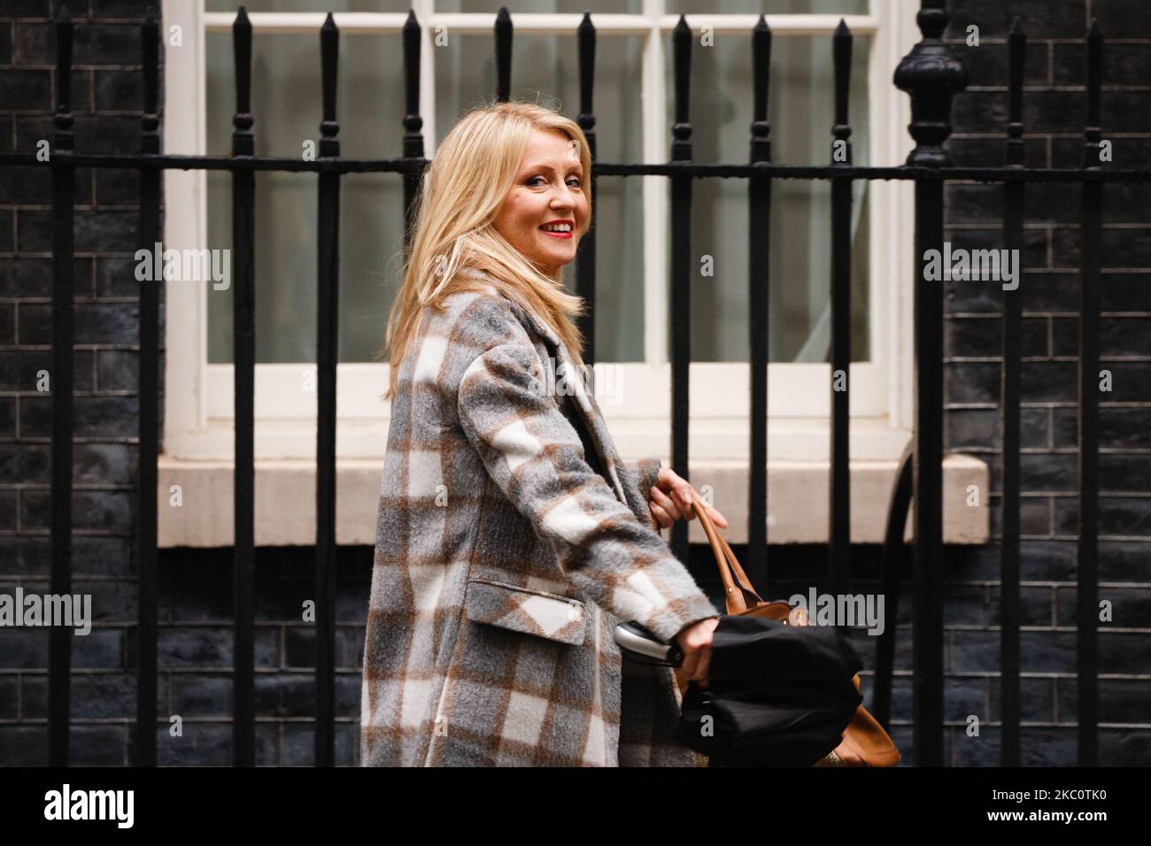 Esther McVey, Conservative Party MP for Tatton, leaves a meeting at 11 ...