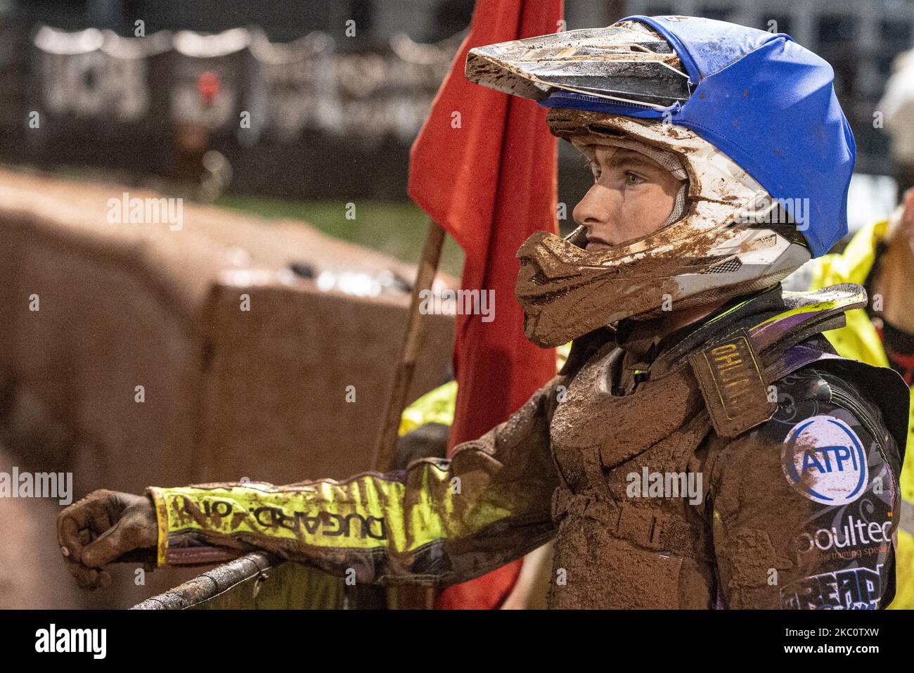 Tom Brennan watches the track prep during the British Speedway ...