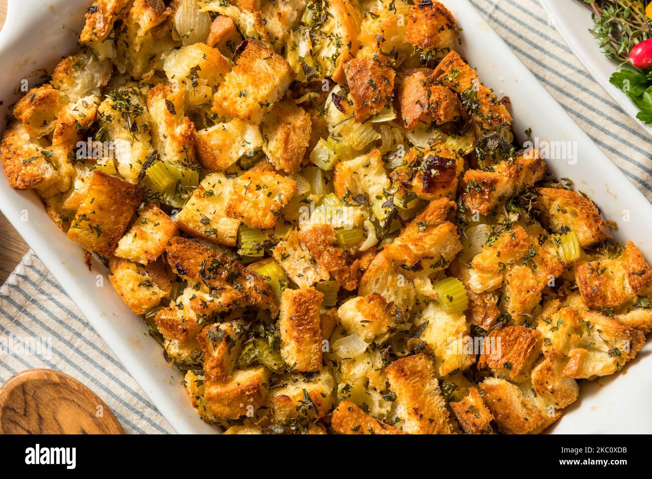 Homemade Thanksgiving Stuffing Dressing Casserole with Thyme and Sage ...