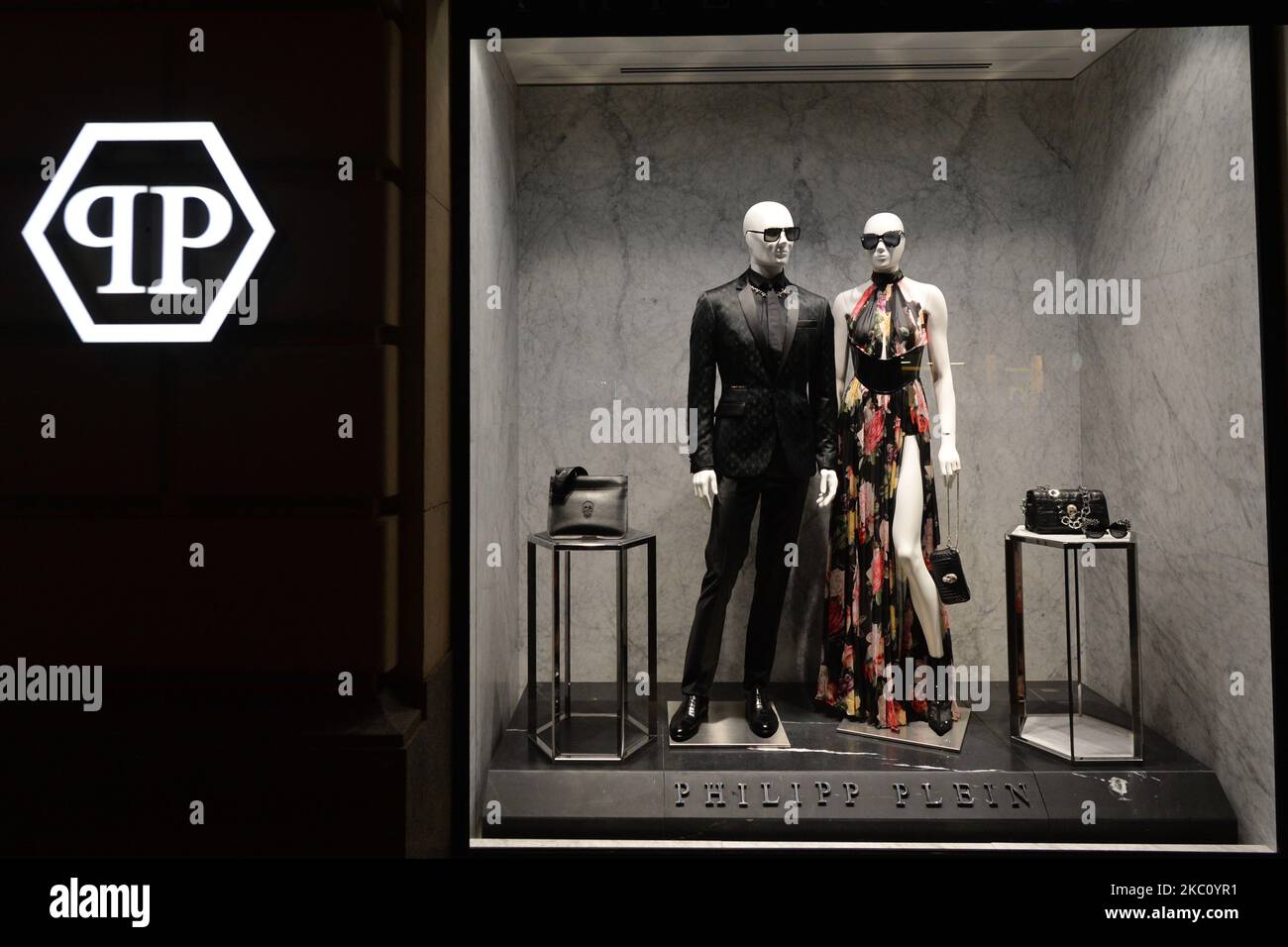 A view of Philipp Plein shop window, a German fashion designer outlet ...