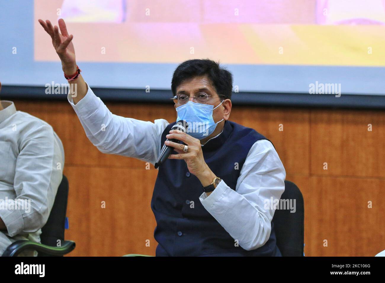 Union Minister for Railways Piyush Goyal addresses a press conference ...