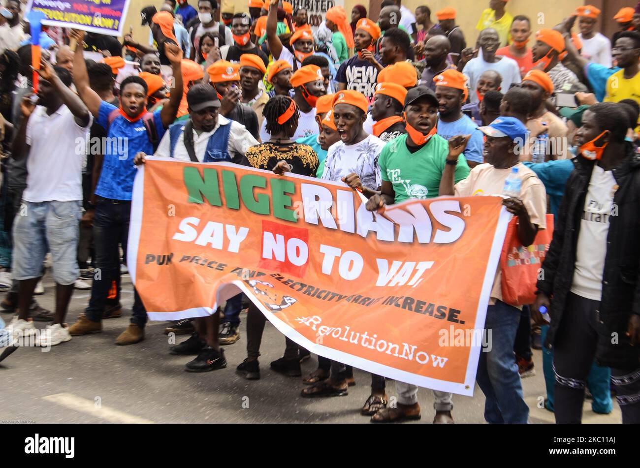 Protesters of Revolution Now holding a banner demanding for better ...