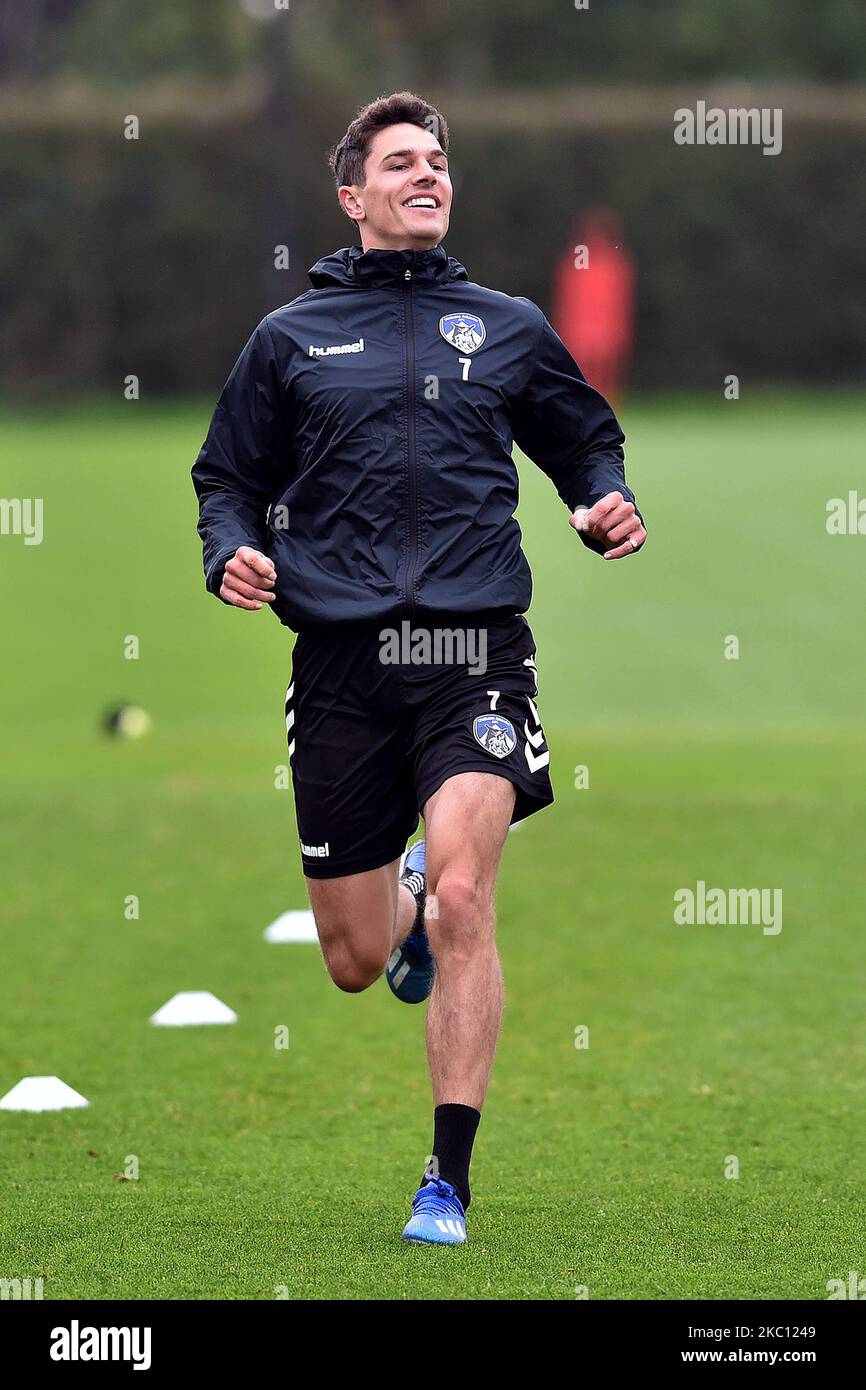 Oldham's George Blackwood during the training session at Chapel Road ...
