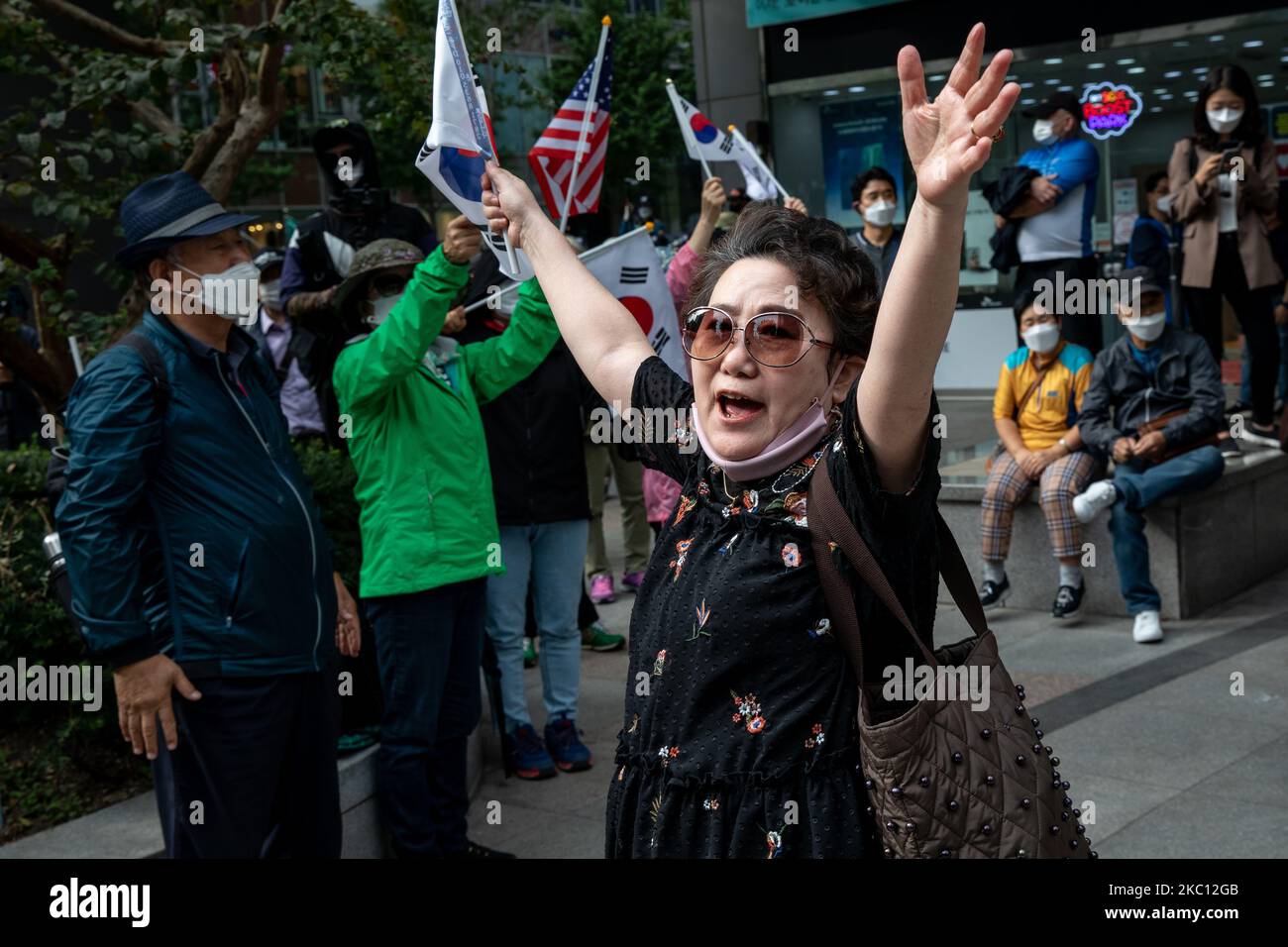 Conservative anti-government protesters shouts slogans during an ...